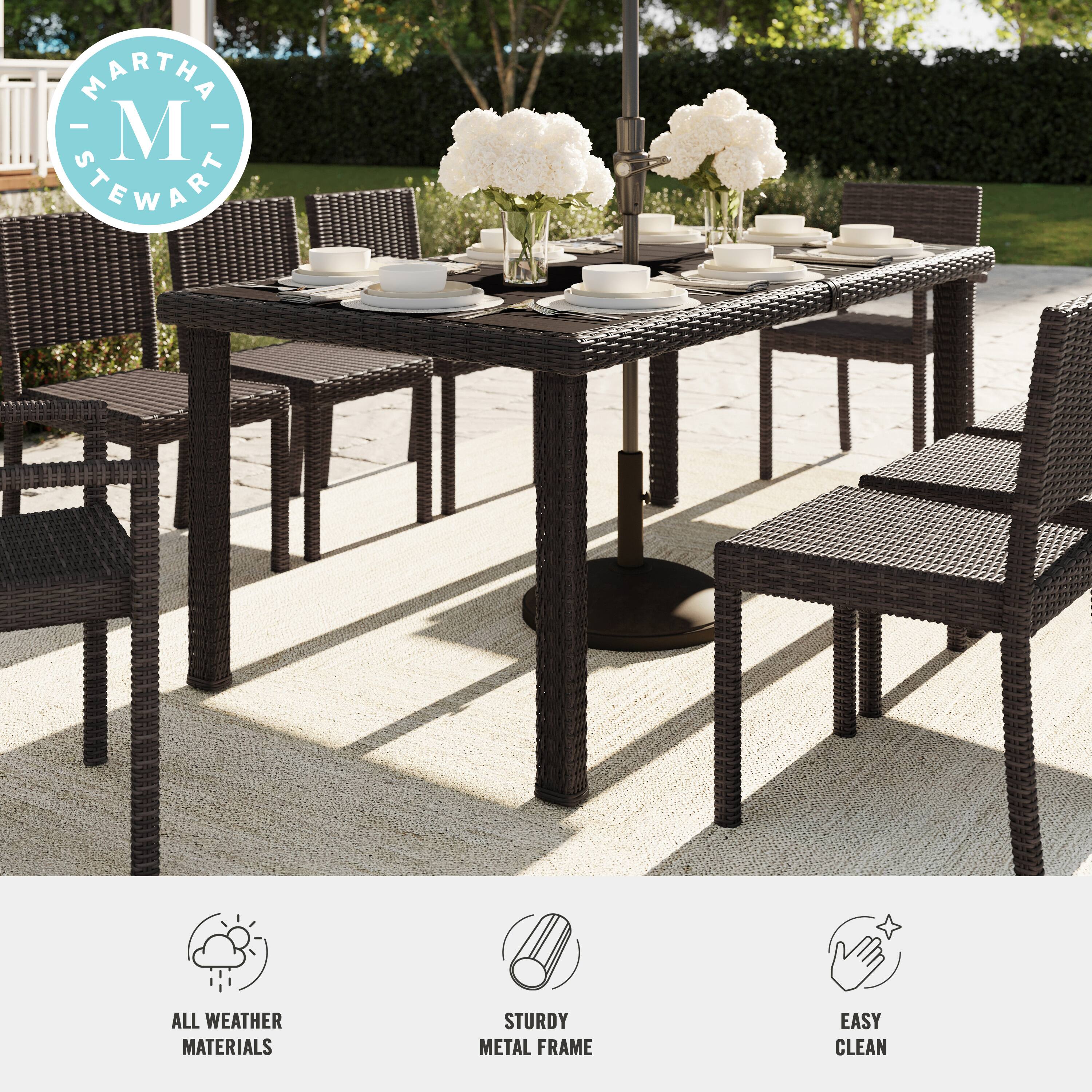 Martha Stewart Bedford 71" Outdoor Rattan Wicker Patio Table with ...