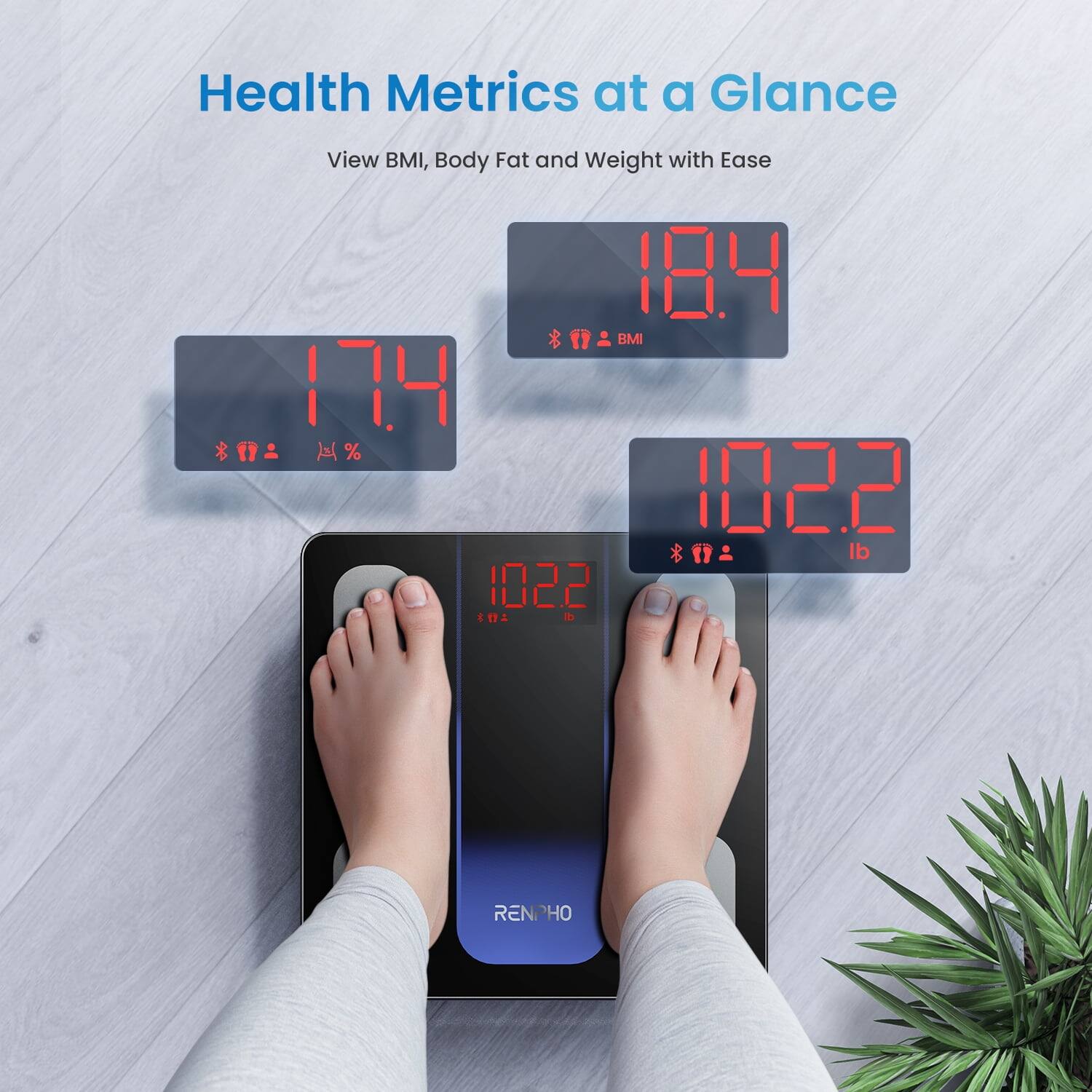 Renpho Smart Scale for Body Weight, Digital Bathroom Scale BMI Weighing ...