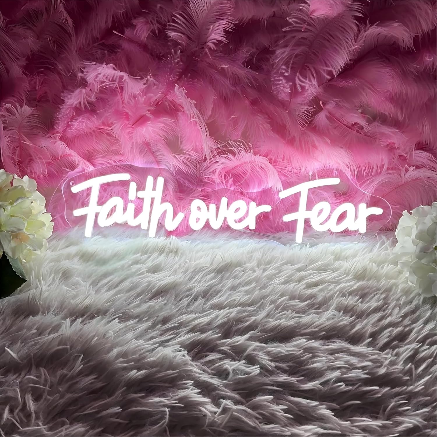 Auledio Faith Over Fear Neon Sign,Jesus Positive Led Neon Sign, USB ...