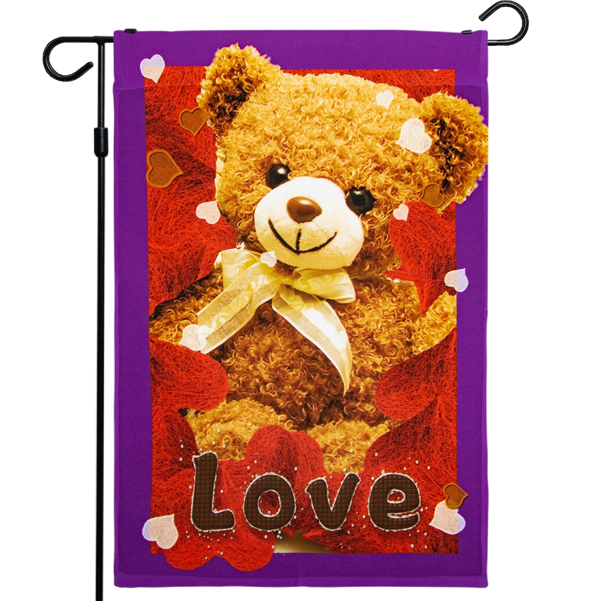 G128 Valentine's Day Garden Flag 12 x 18 in 150D Polyester Bear Design ...