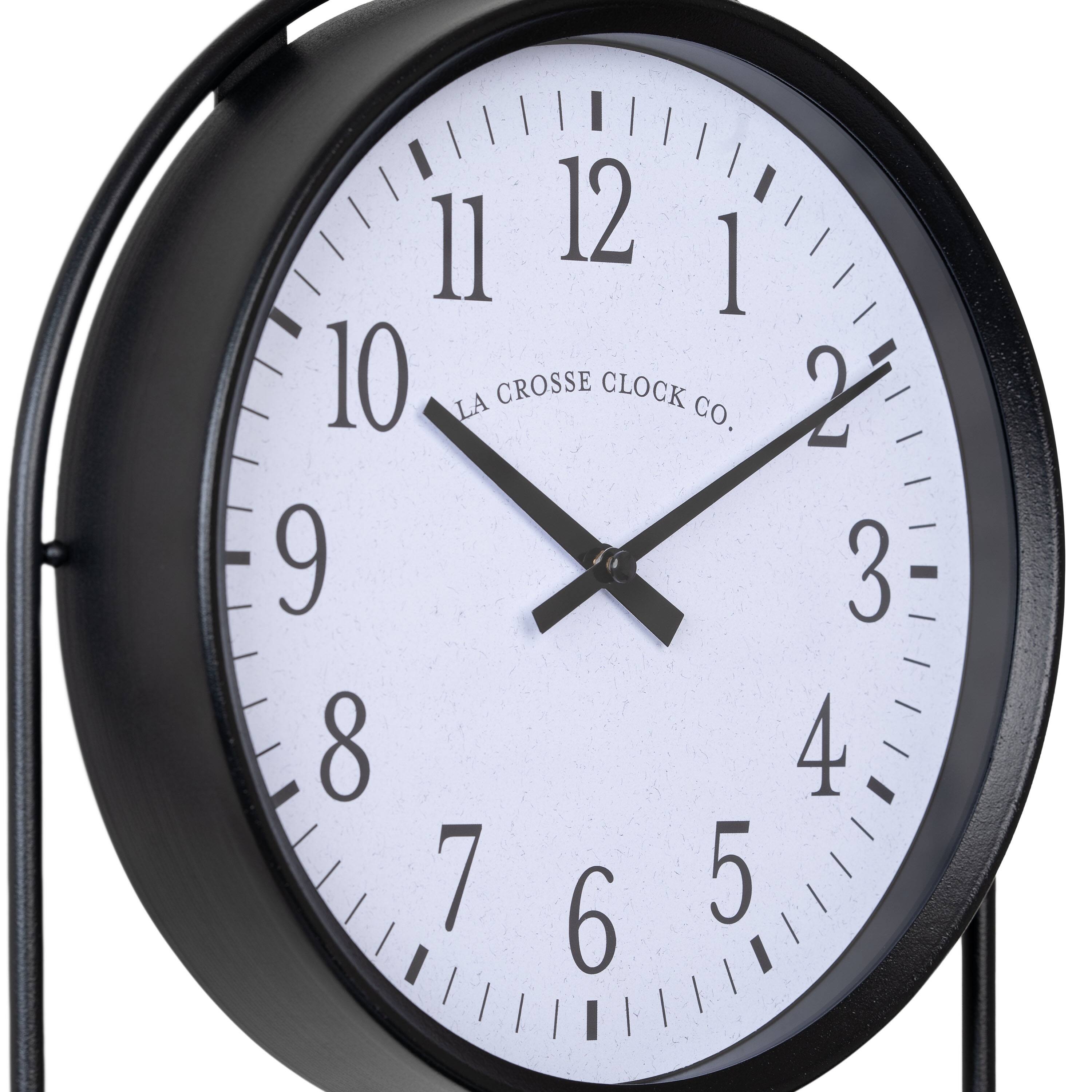 La Crosse Clock Co. Depot Metal Wall Clock with Basket and Shelf Black ...