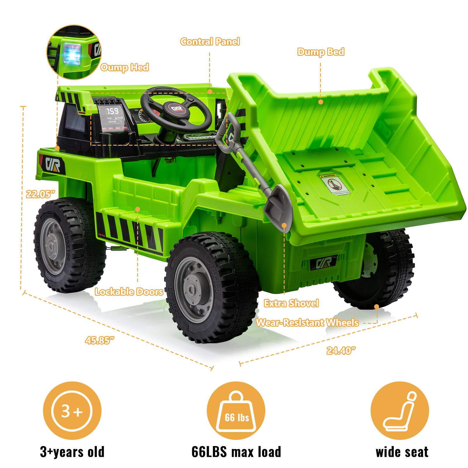 Acekool 12V Ride On Dump Truck for Kids, Parental Remote Control, 4 ...