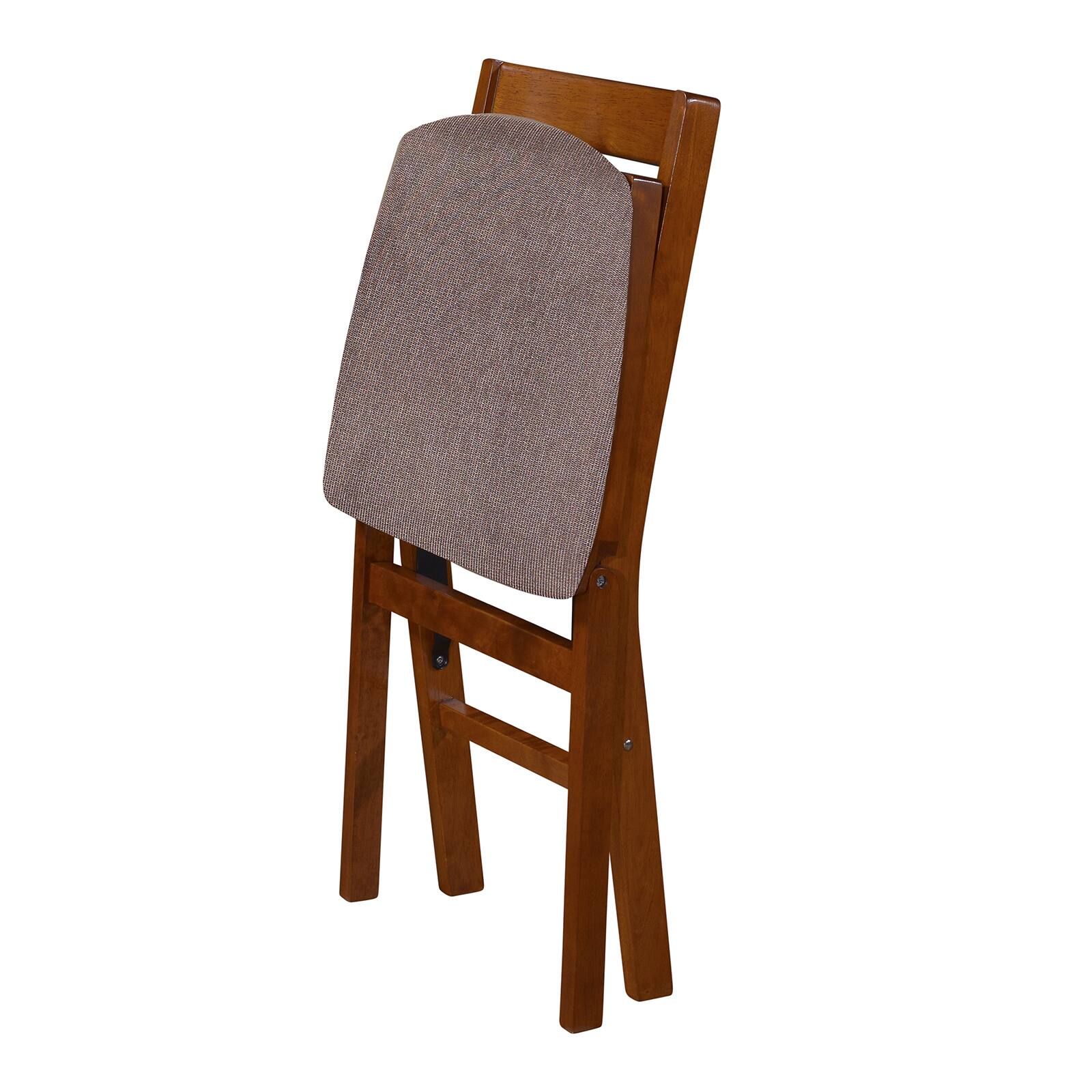 Stakmore Slat Back Folding Chair, Fruitwood Frame with Colton Fabric ...