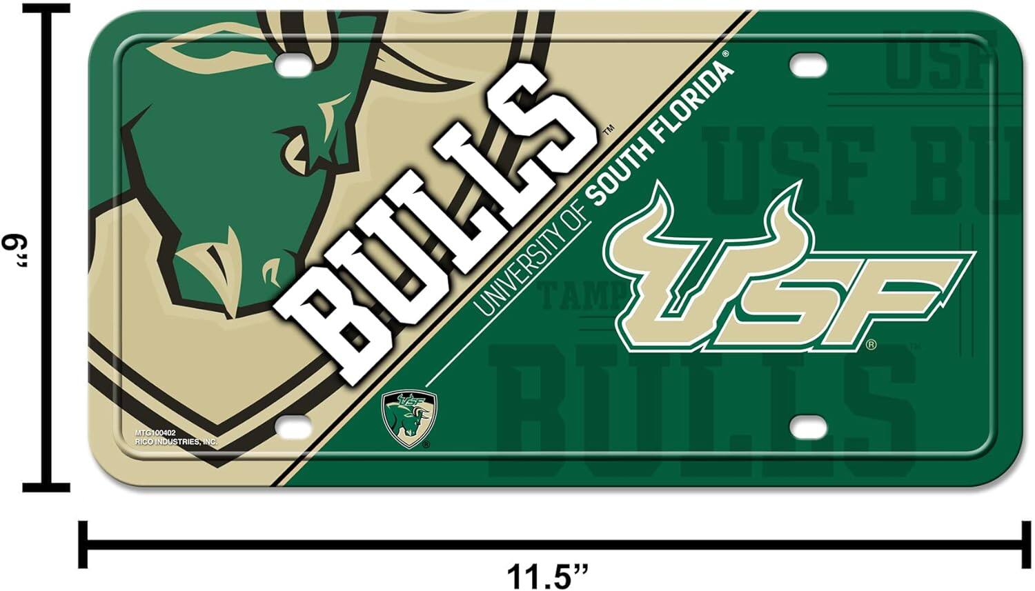 Rico Industries South Florida Bulls Color Standard 12x6 Metal License ...