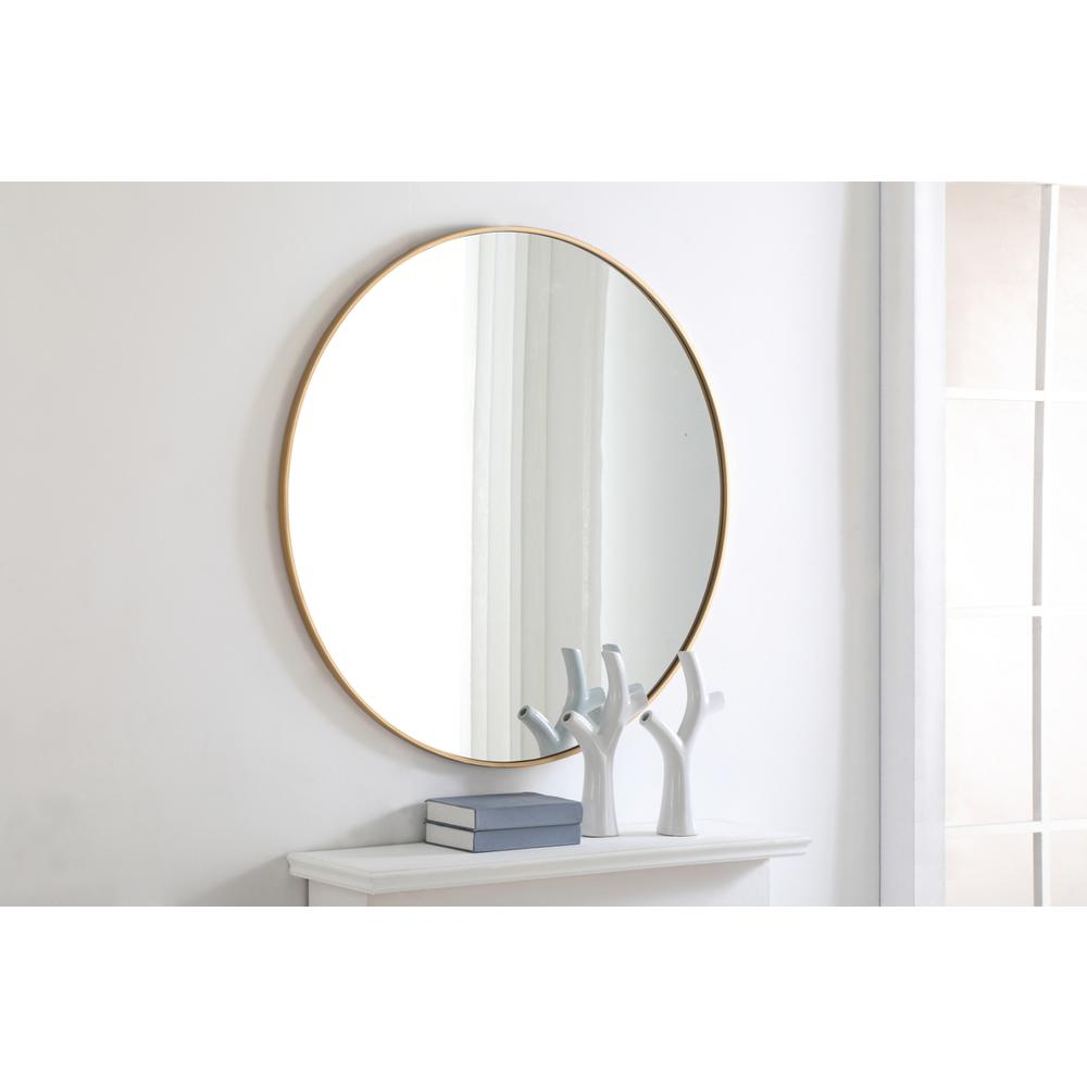Elegant Decor Metal frame Round Mirror 42 inch finish Brass BG3604791 ...