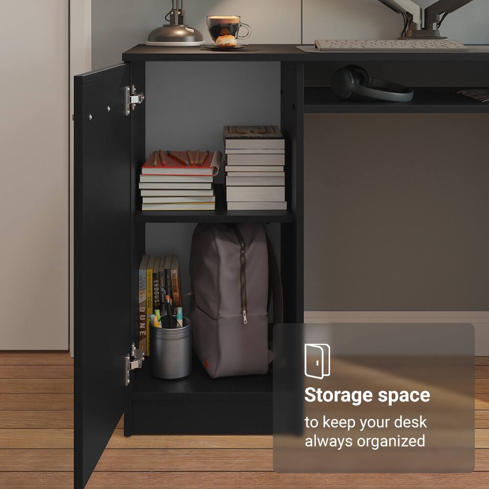 Madesa Computer Desk 53 Inch with 3 Drawers 1 Door and 1 Storage Shelf ...