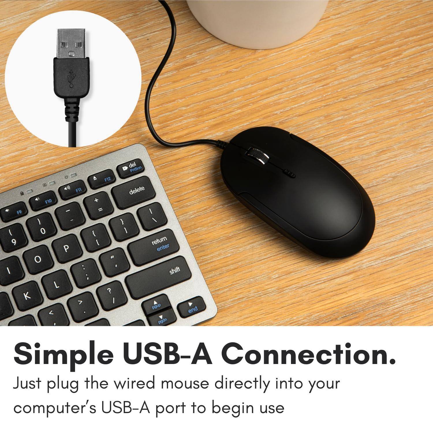 Cozy Serene Mouse Silent USB Computer Wired Mice Slim Compact For ...