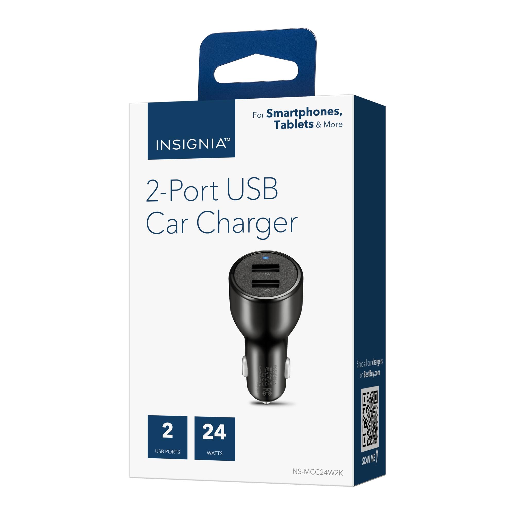 Customer Reviews: Insignia™ 24W Dual USB Port Vehicle Charger Black NS ...