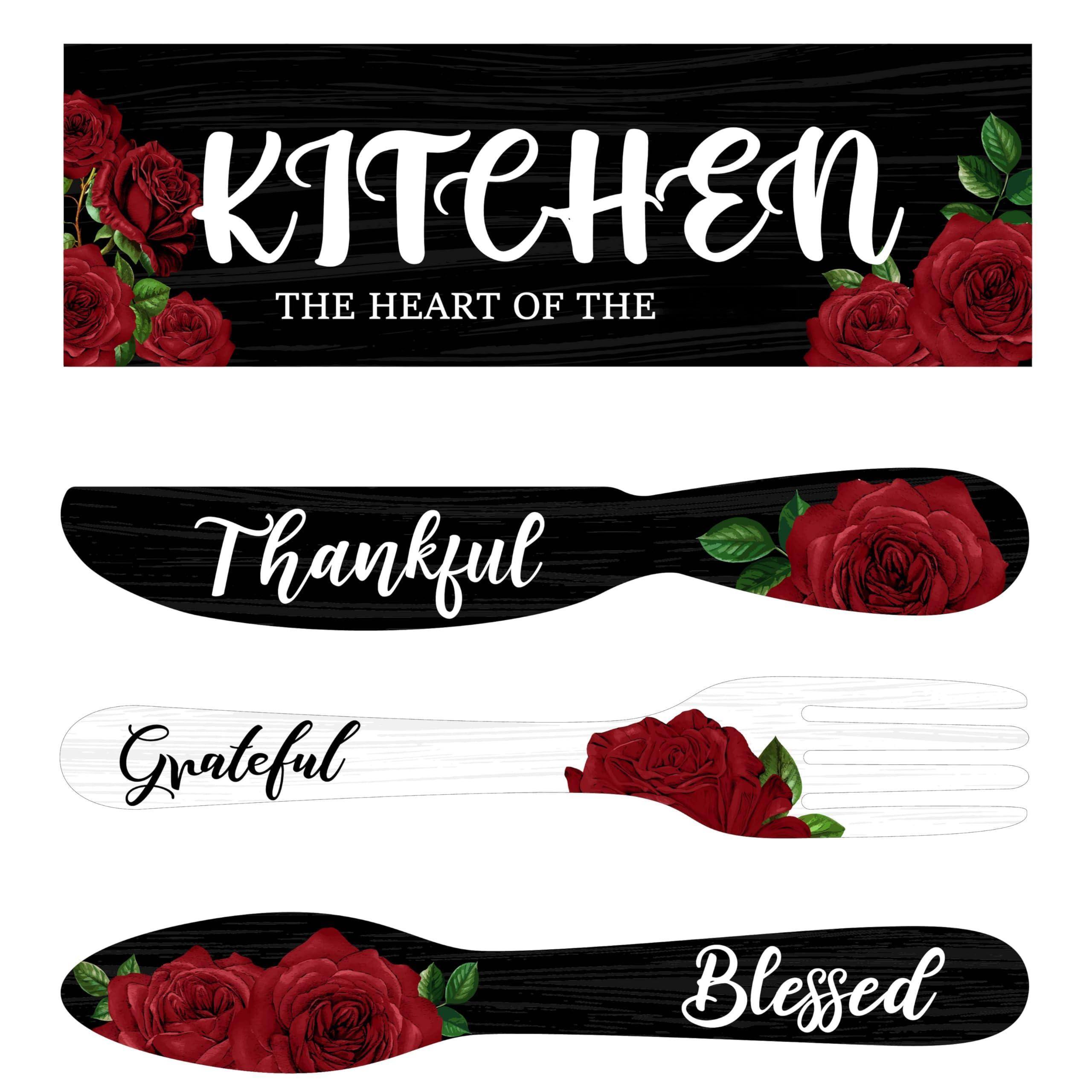 Paradigms Interiors 4 Christmas Kitchen Decor Accessories Rose And Wall ...