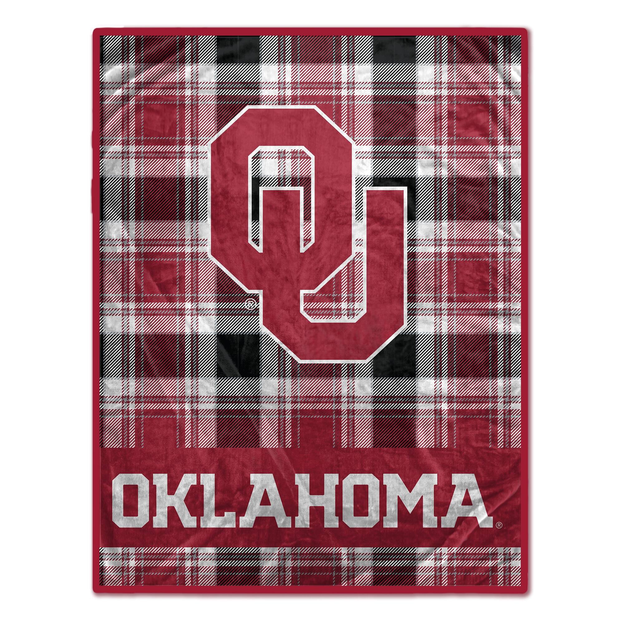 Pegasus Oklahoma Sooners 66" x 95" Oversized Plaid FAN mily Ultra Cozy Blanket Multicolor ...