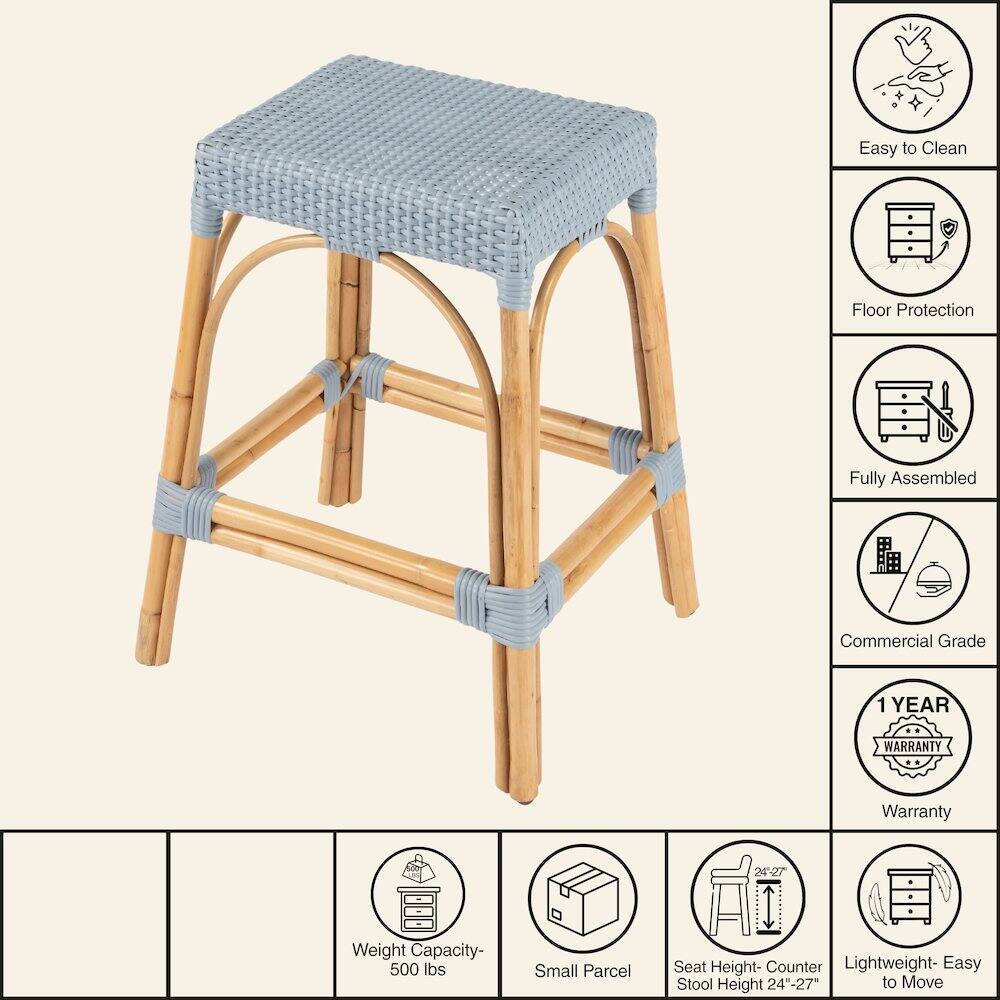 Butler Specialty Robias Rectangular Rattan 24.5" Counter Stool Baby ...