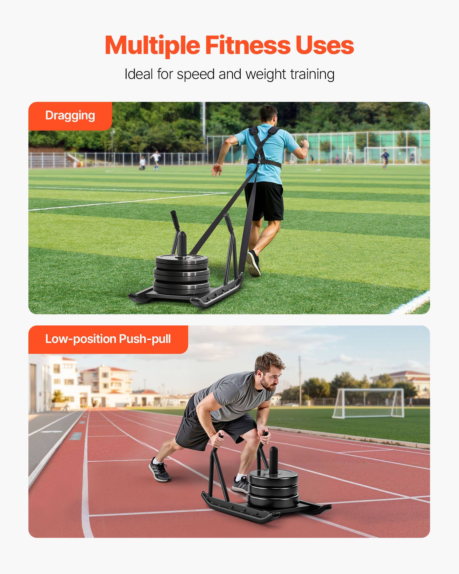 VEVOR Weight Sled, Steel Power Sled, Fitness Strength Training Sleds ...