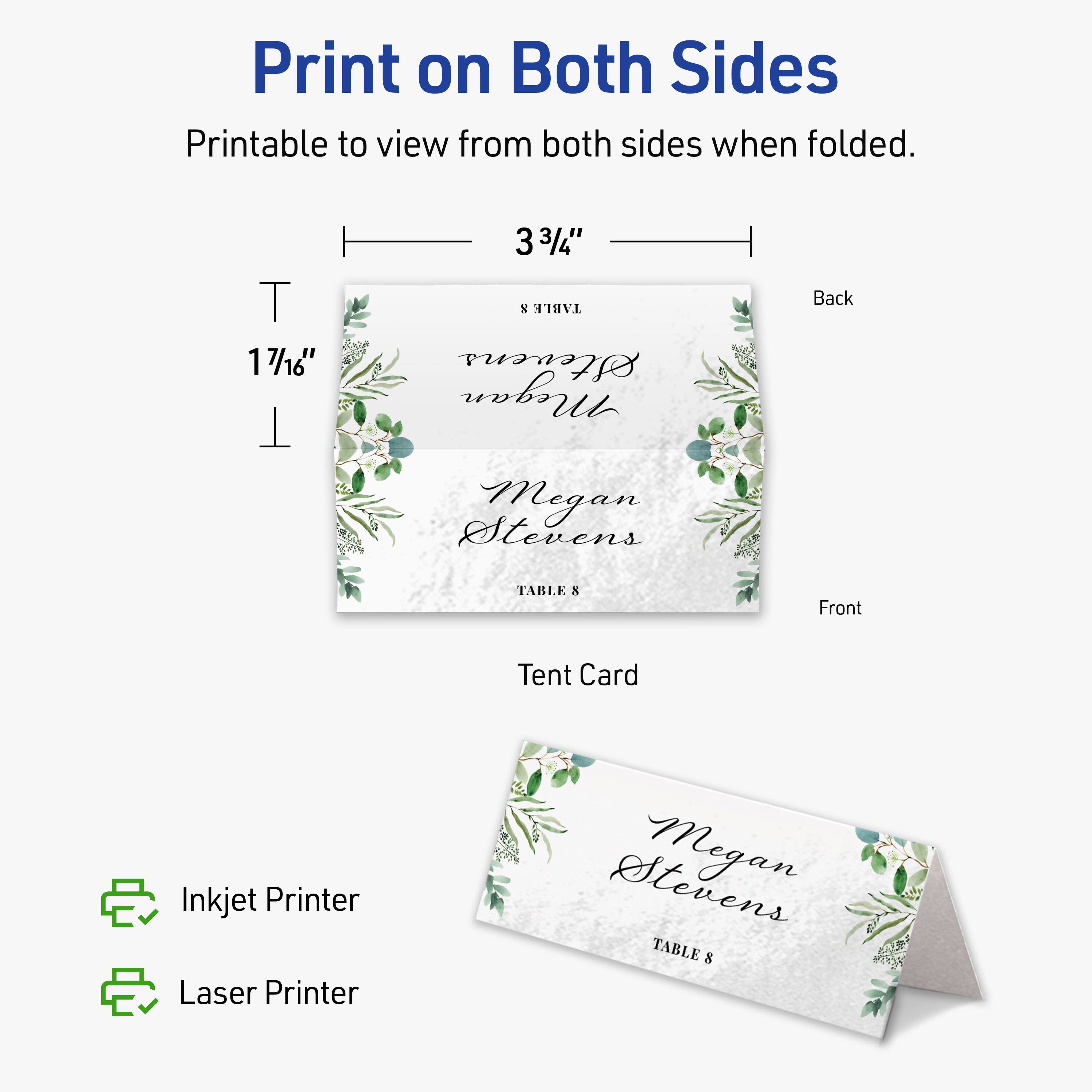 Avery Printable Place Cards, 1 7/16" x 3.75", Glossy 150ct White 95289 ...