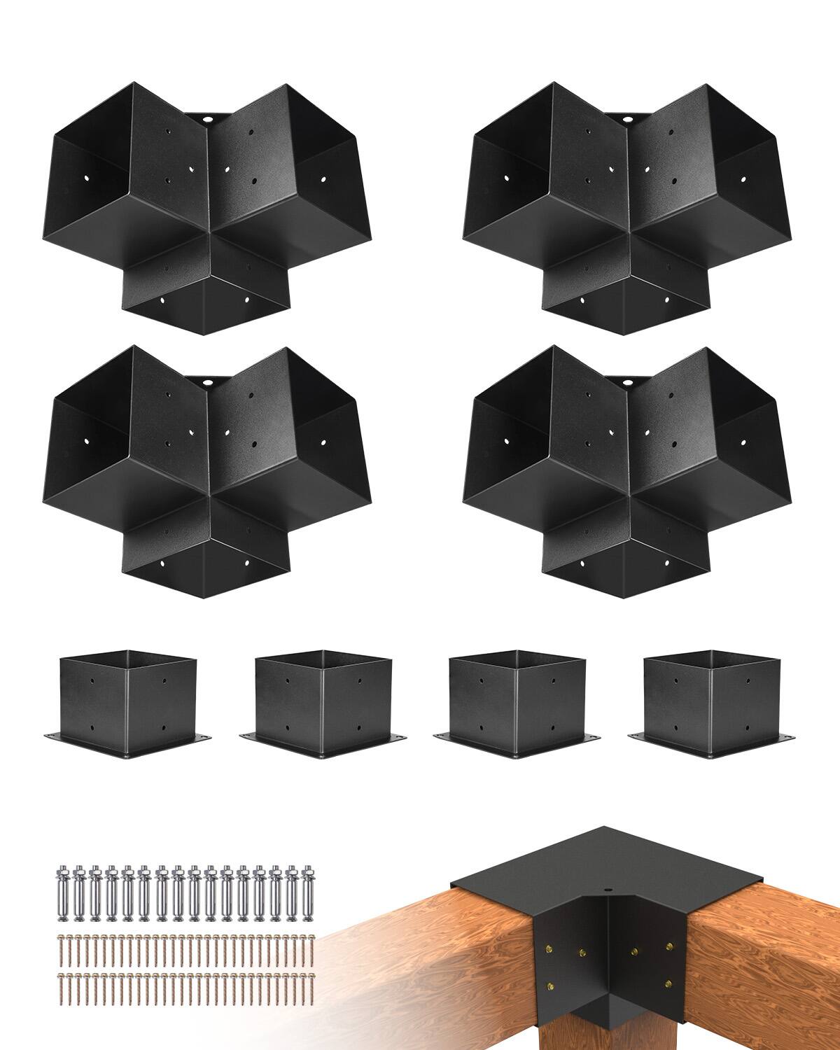 VEVOR 6x6 Inch Pergola Bracket Kit (Inner Size 5.5x5.5), Set of 4 Heavy ...