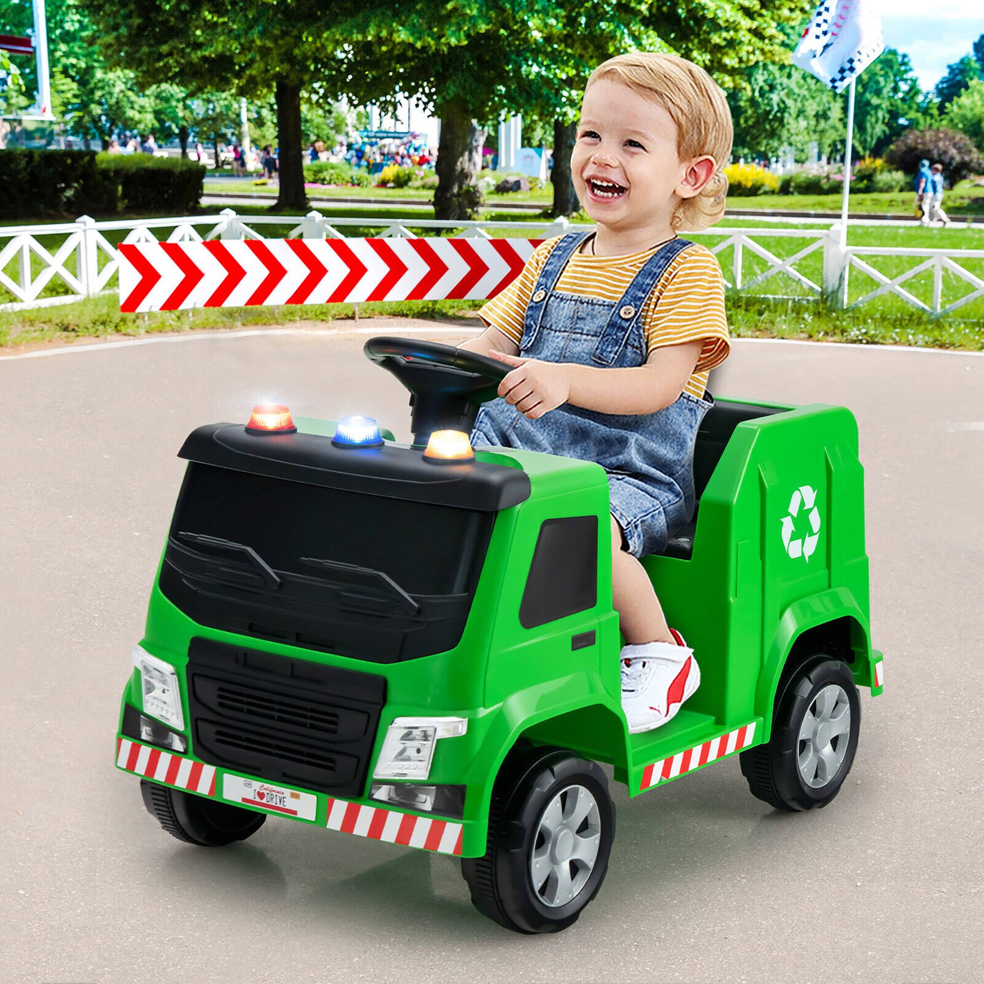Gymax 12V Recycling Garbage Truck Electric Ride On Toy Remote w ...