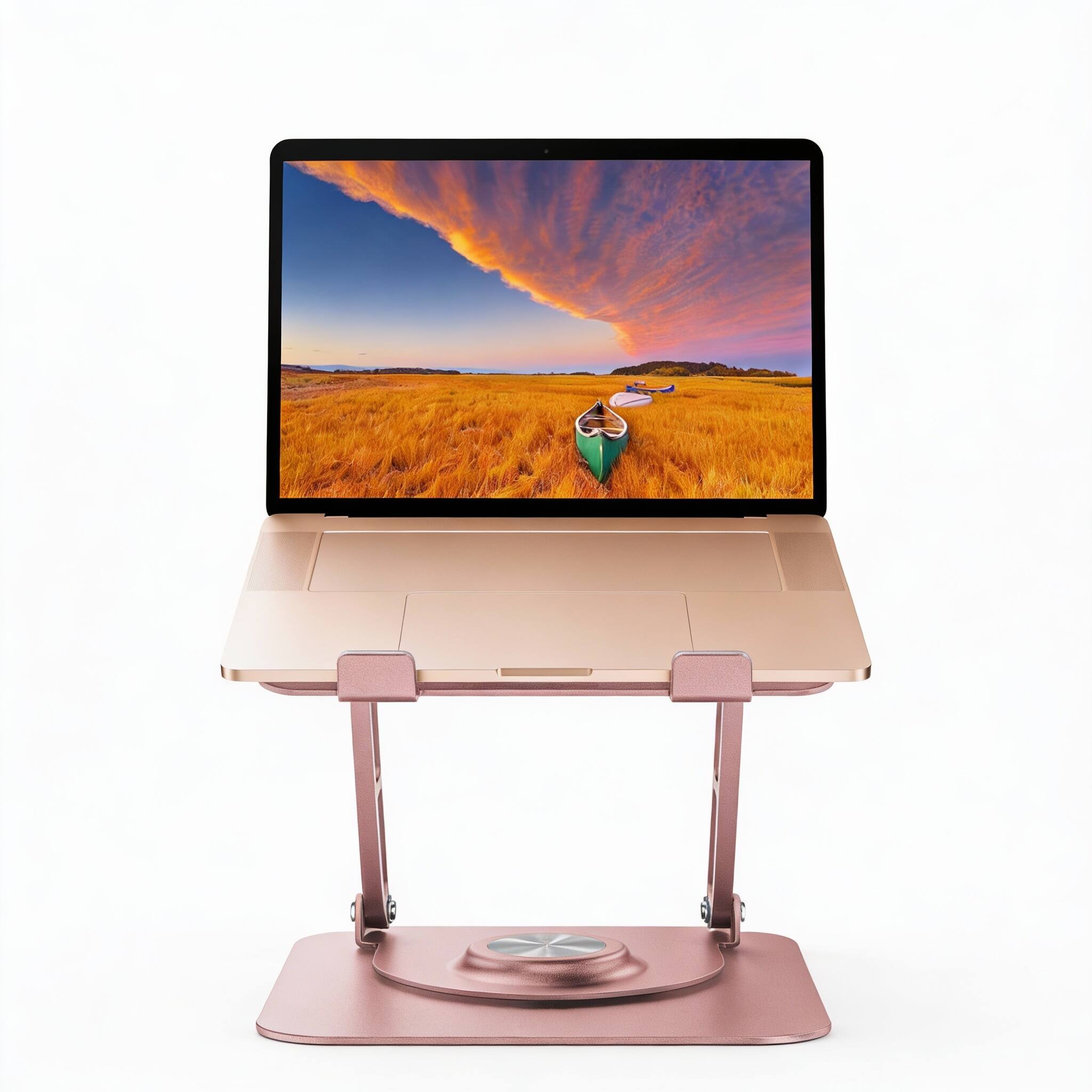 Frangdom 360° Rotating Laptop Stand Ergonomic Foldable Desk Riser Rose ...