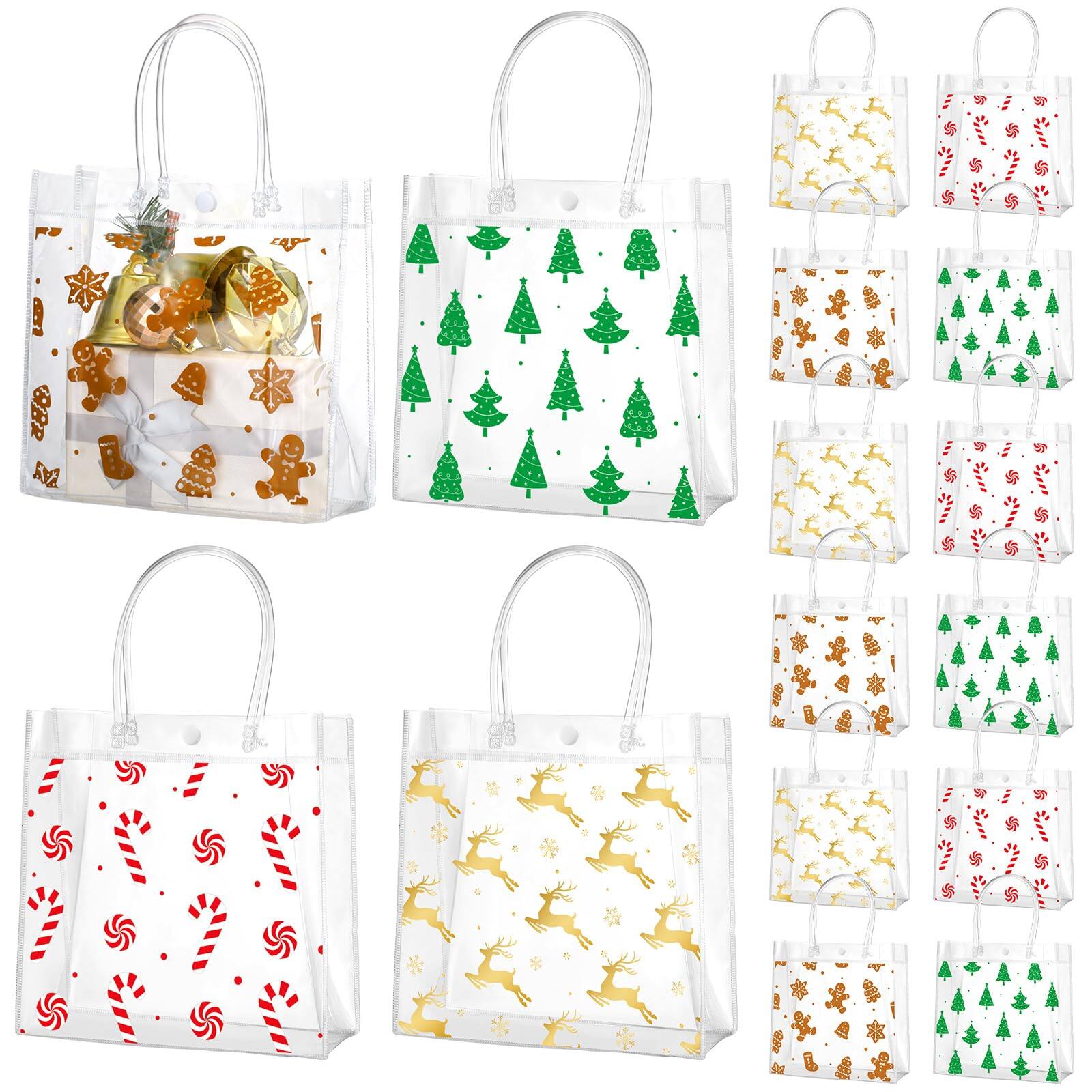 Paradigms Interiors 24 Christmas Clear Plastic Gift Bags With Handle ...