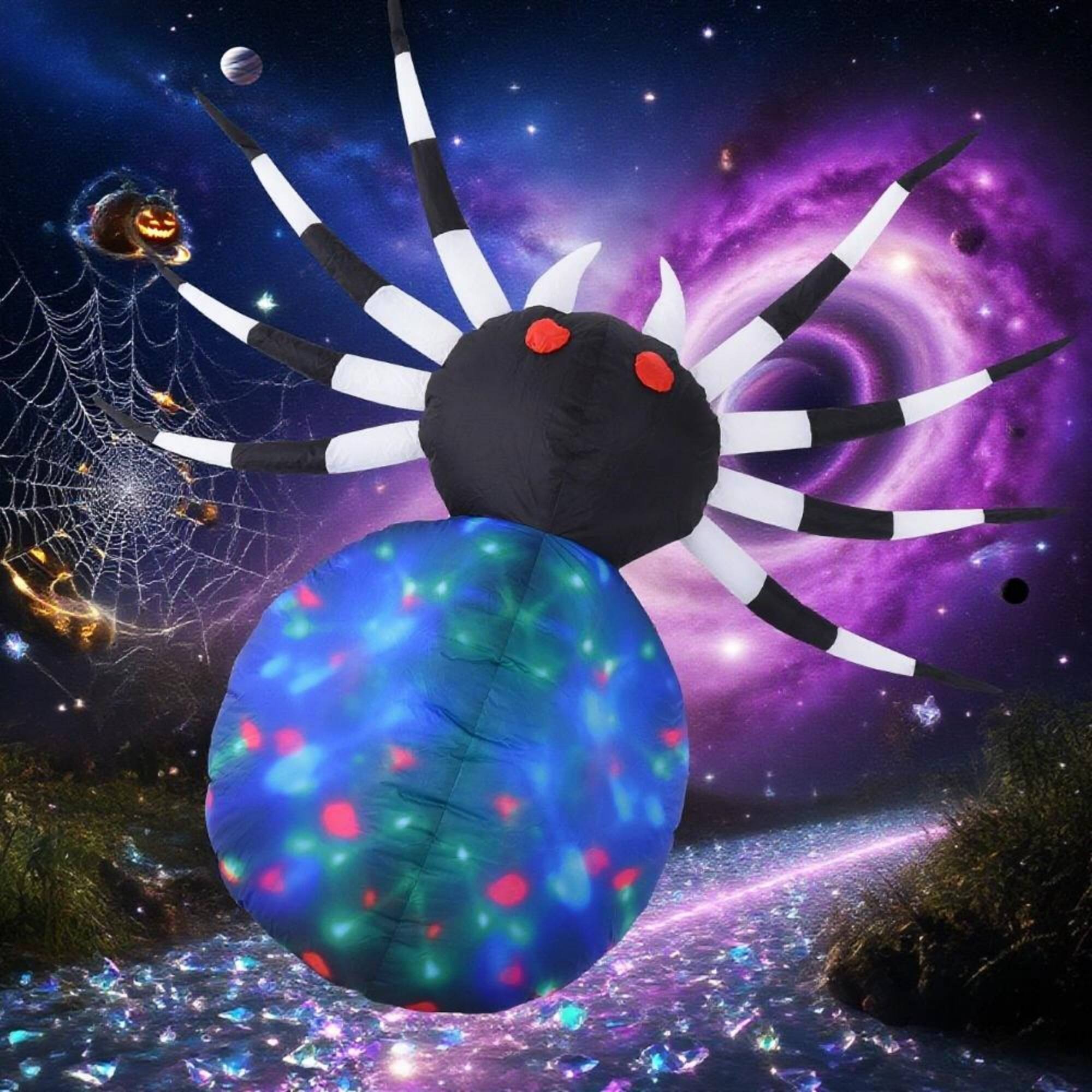 Ecooso 5FT Halloween Inflatable Spider with Red Eyes and Multicolor LED ...