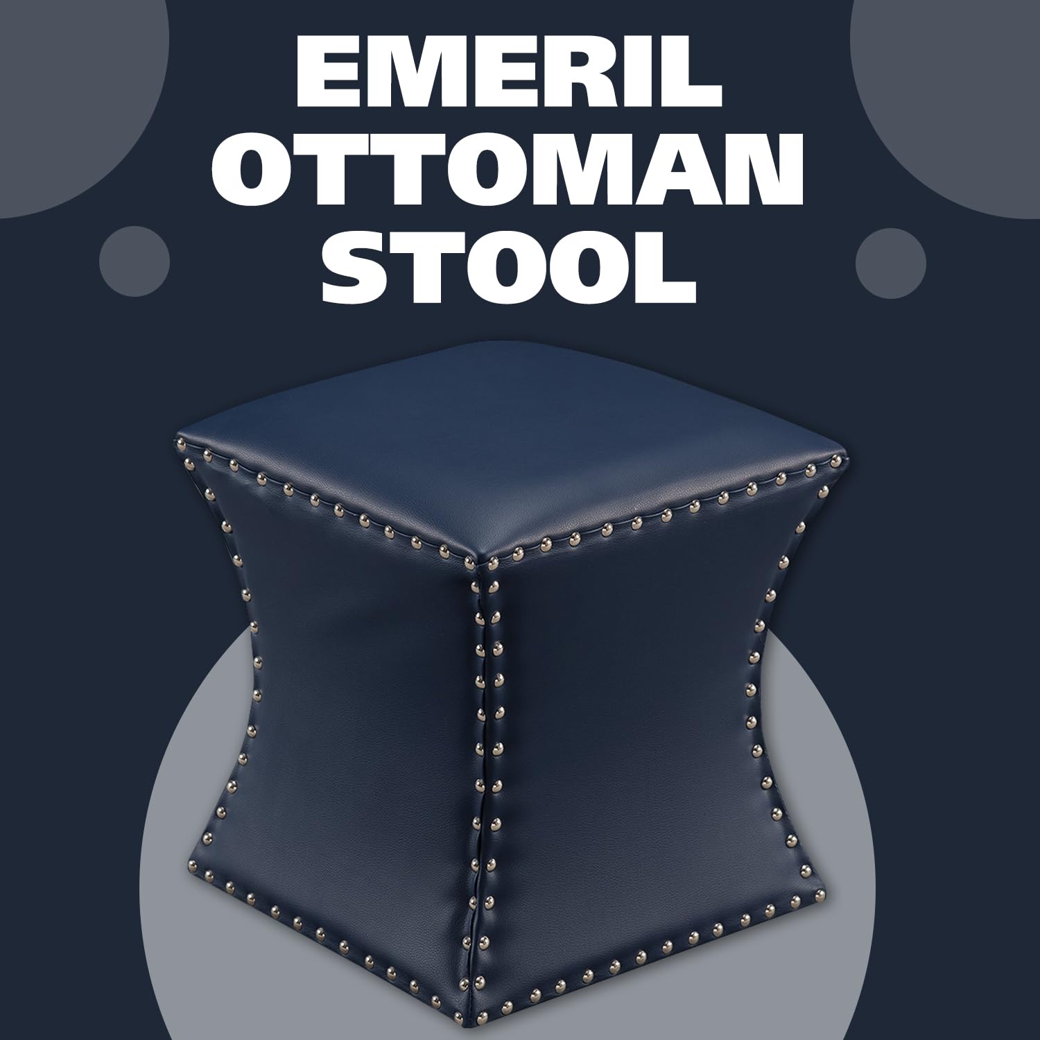 Kings Brand Furniture Emeril Faux Leather Square Ottoman Stool Blue ...