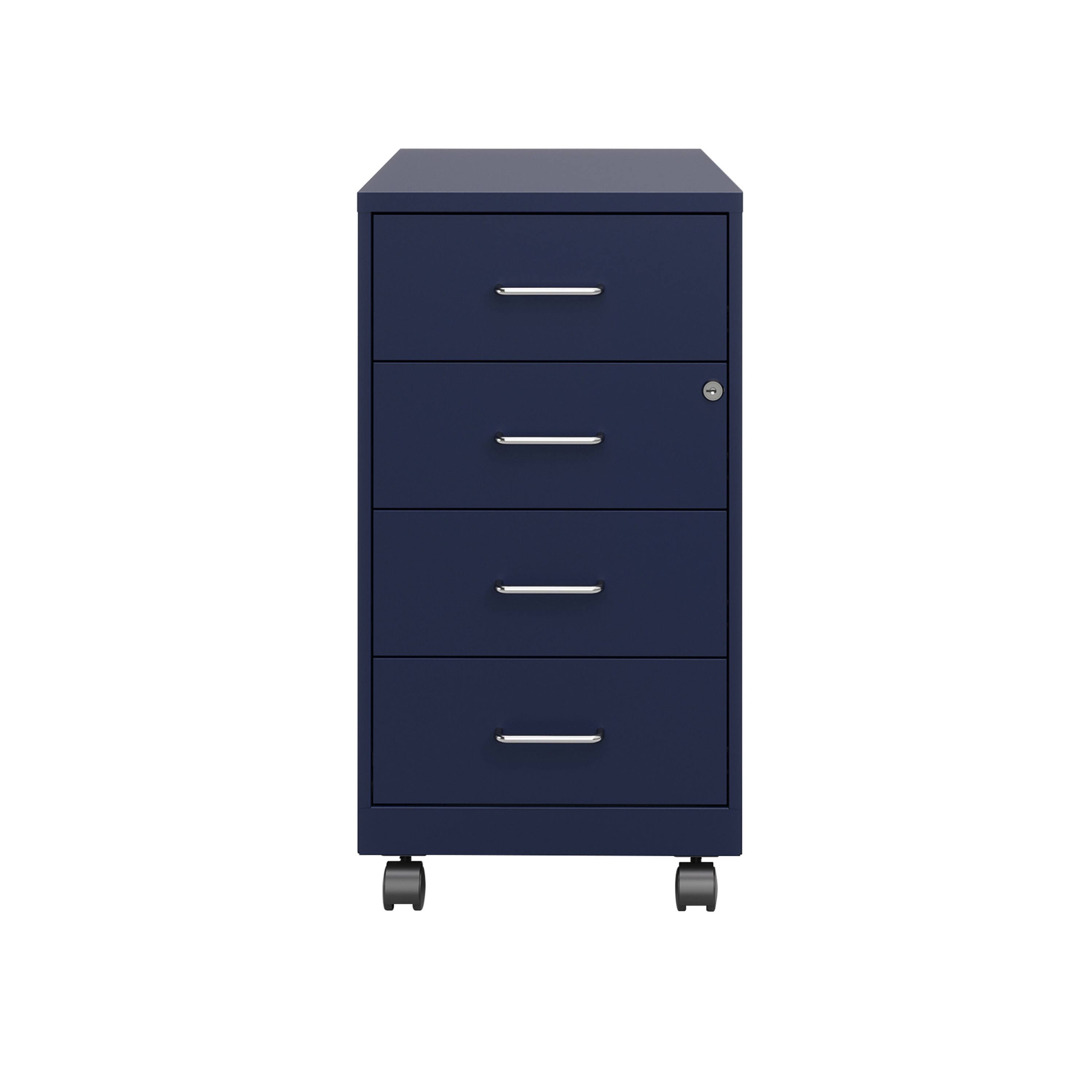 Space Solutions 18" Deep 4 Drawer Metal Mobile Organizer, 4 Box Drawers ...