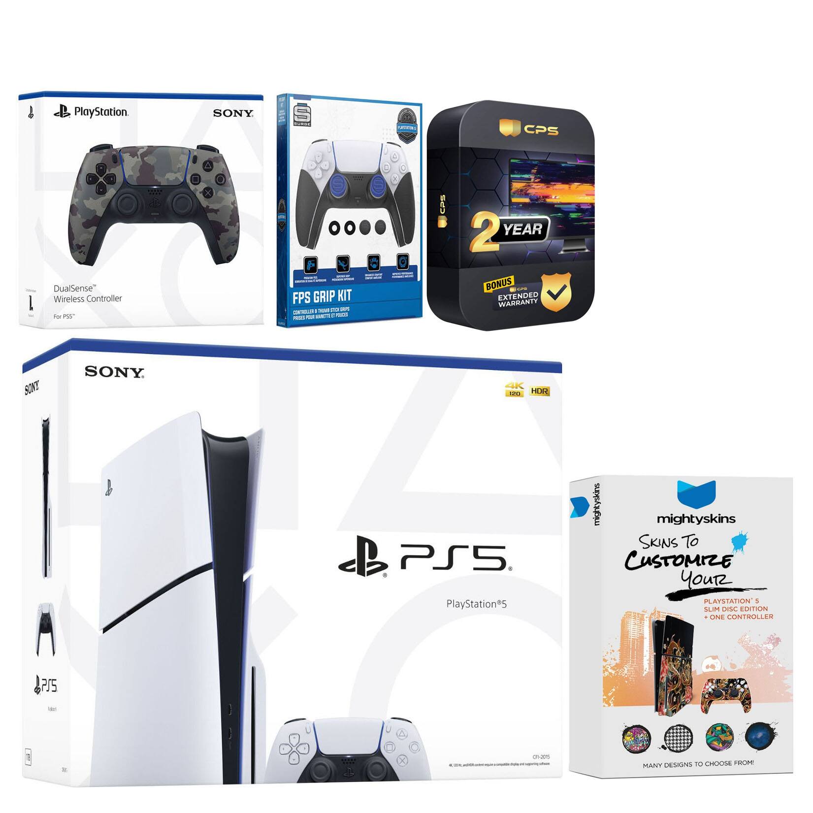 Playstation 5 Slim Disc with Extra Controller, FPS Grip Kit and ...