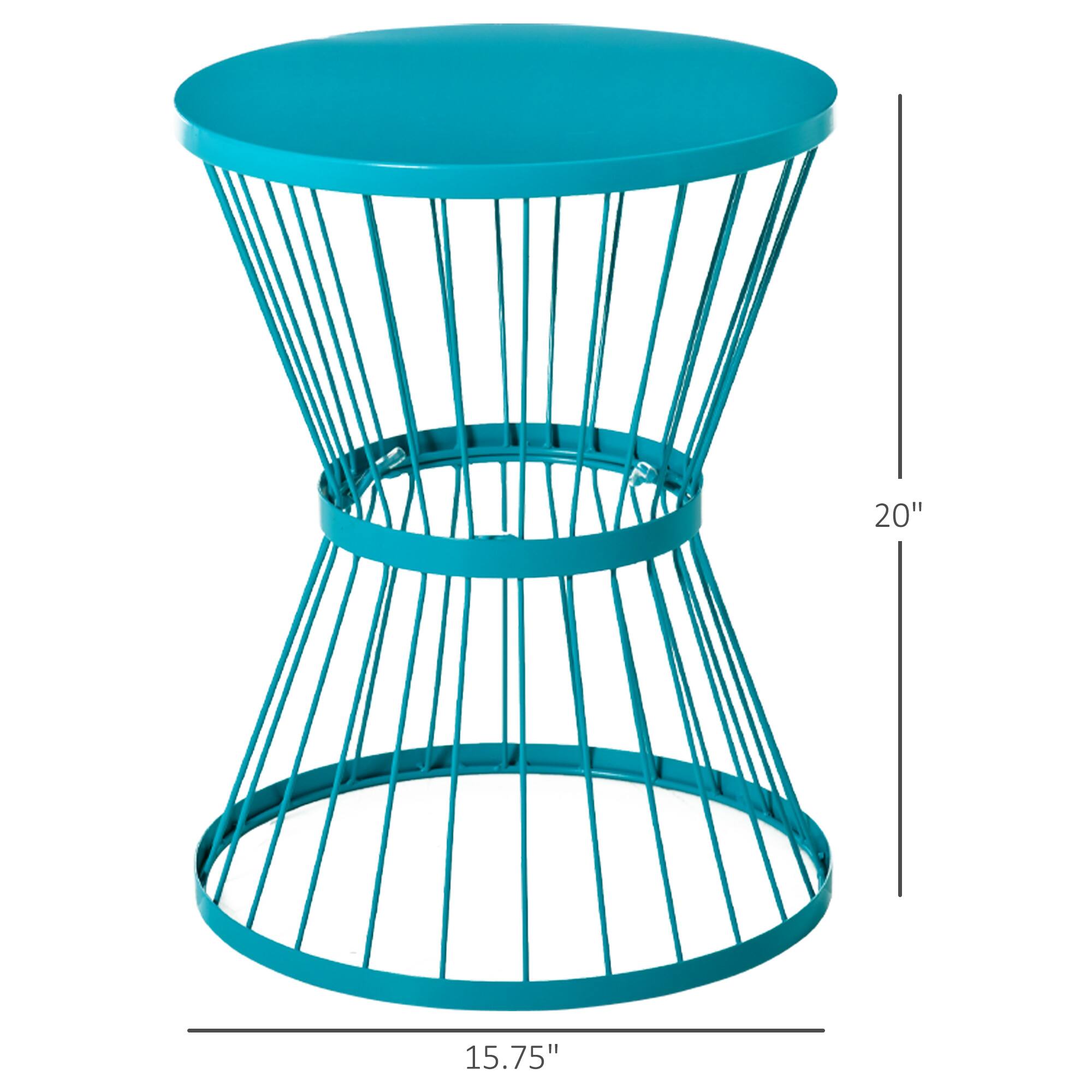 Outsunny 16" Steel Patio Side Table, Garden End Table with Hourglass ...
