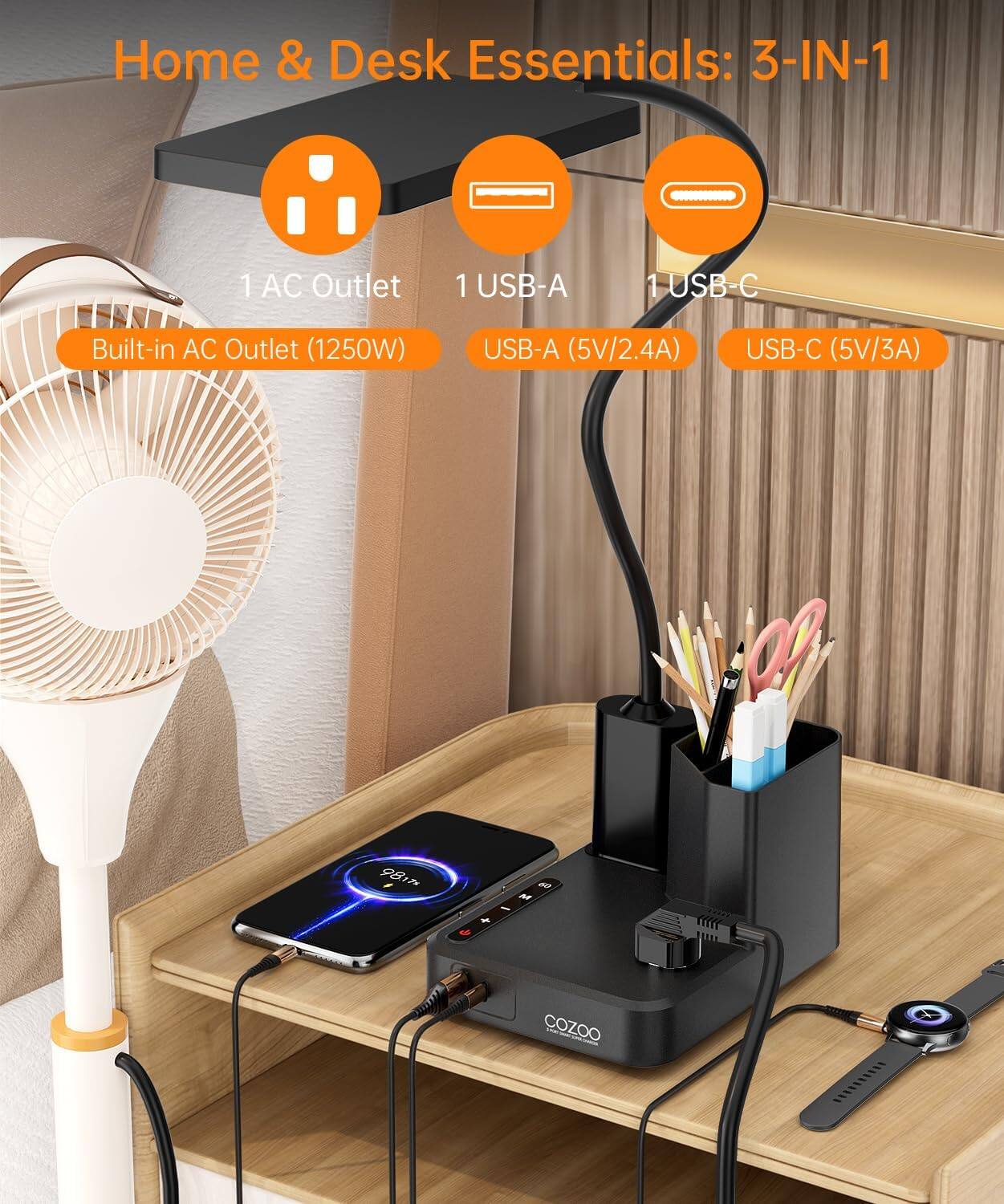 Stamp n Camp Desk Lamp COZOO LED Desk Lamps for Home Office with USB ...