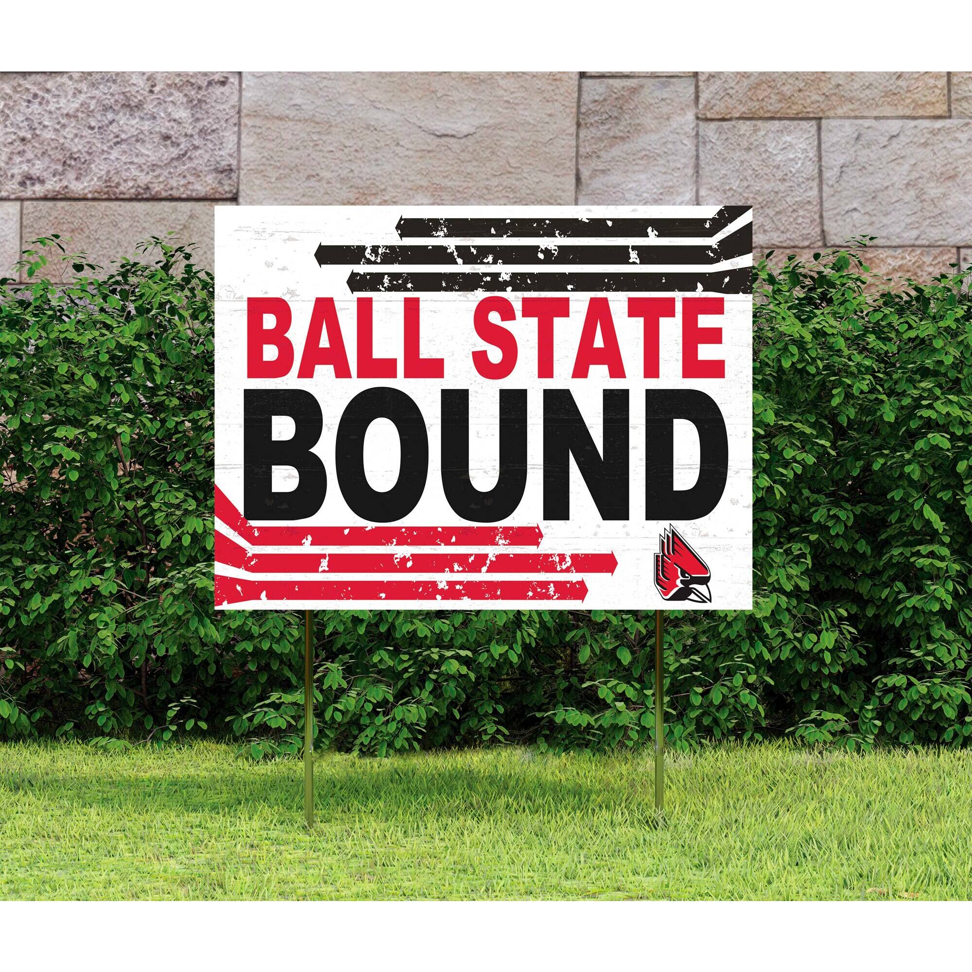 Jardine Ball State Cardinals 18'' x 24'' Bound Yard Sign White ...