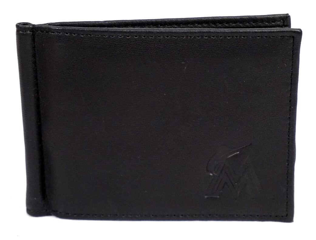 Rico Industries Miami Marlins Genuine Black Leather Money Clip Wallet ...