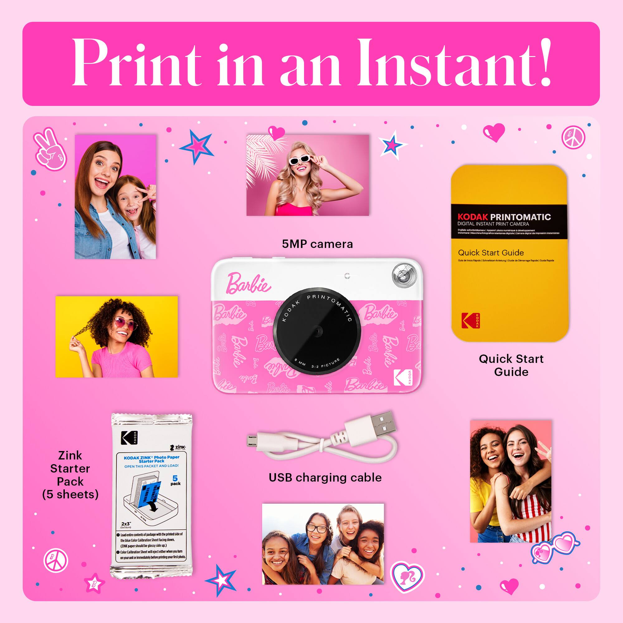 Kodak Printomatic Instant Print Camera Instant Digital Camera Prints on Zink 2x3" Photo Paper ...