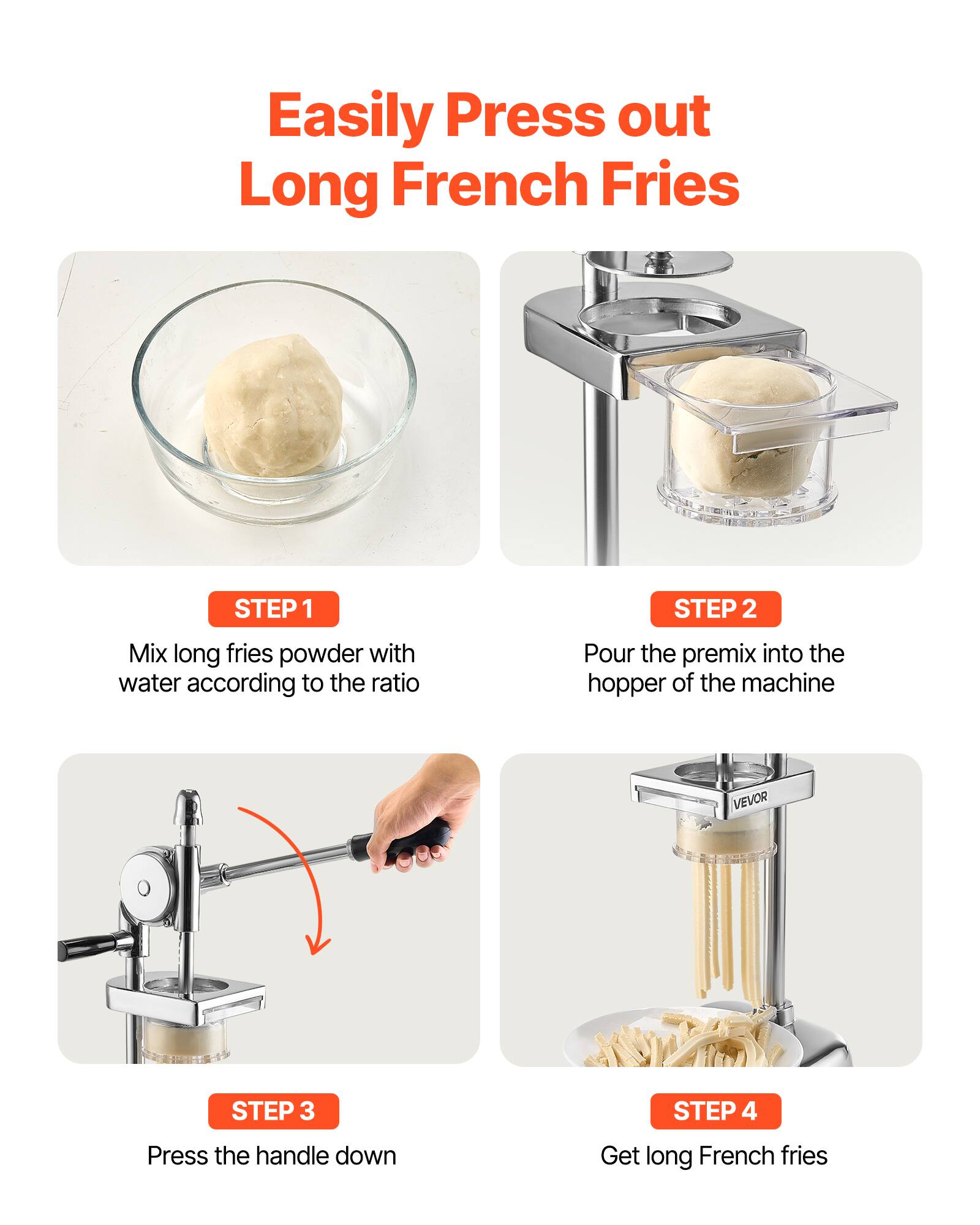 VEVOR Commercial French Fry Cutter,Stainless Steel Fried Potato Strips ...