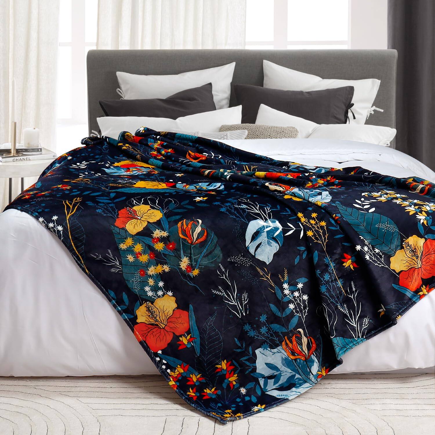 Pacoar Cade Wildflower Throw Blanket Watercolor Floral Plant Super Soft ...