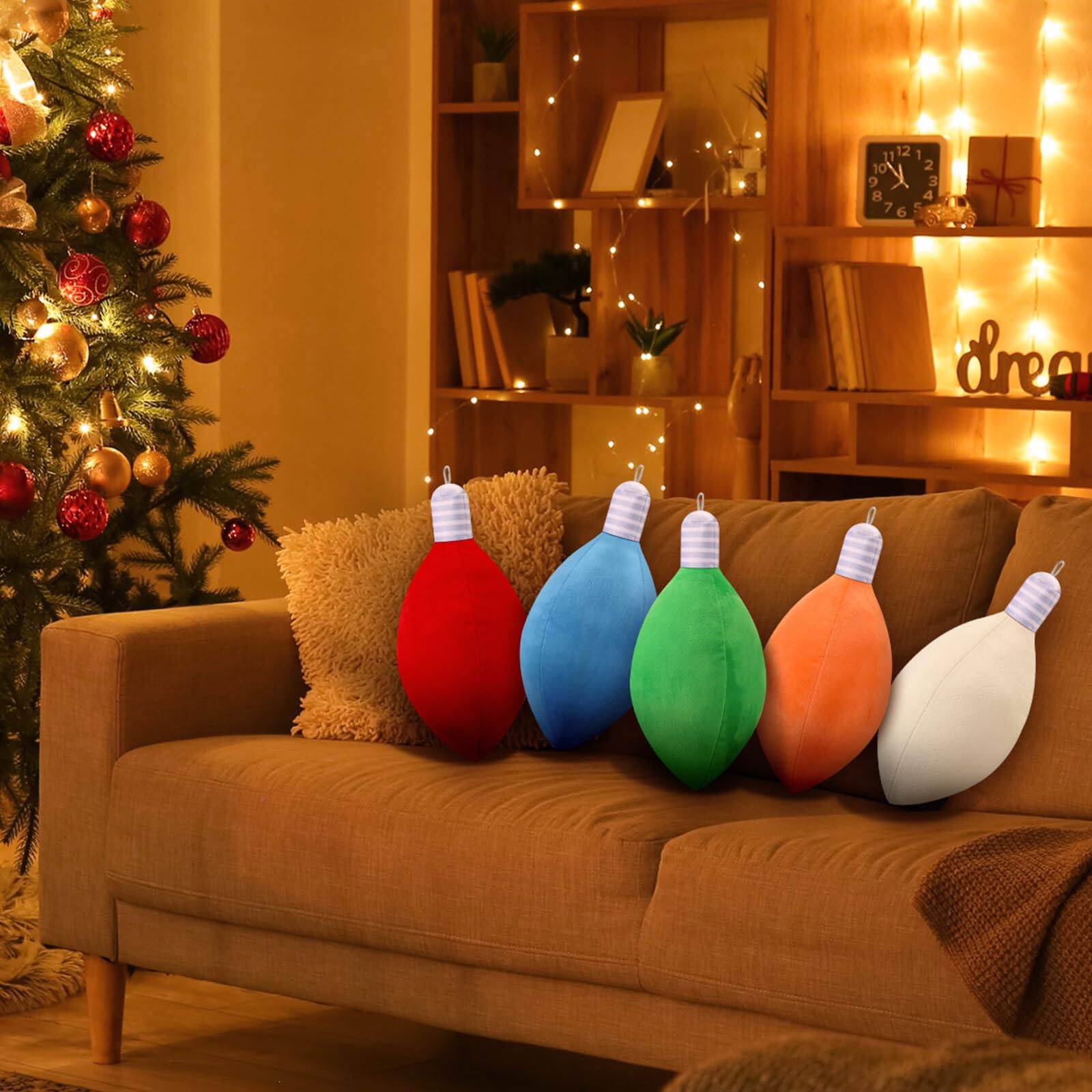 Paradigms Interiors Christmas Light Shaped Pillows Bulb Throw Soft ...