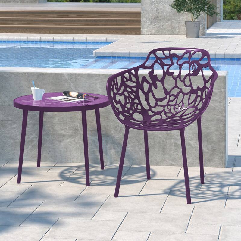 Angle. LeisureMod - Devon Stackable Aluminum Dining Chair with Floral ...