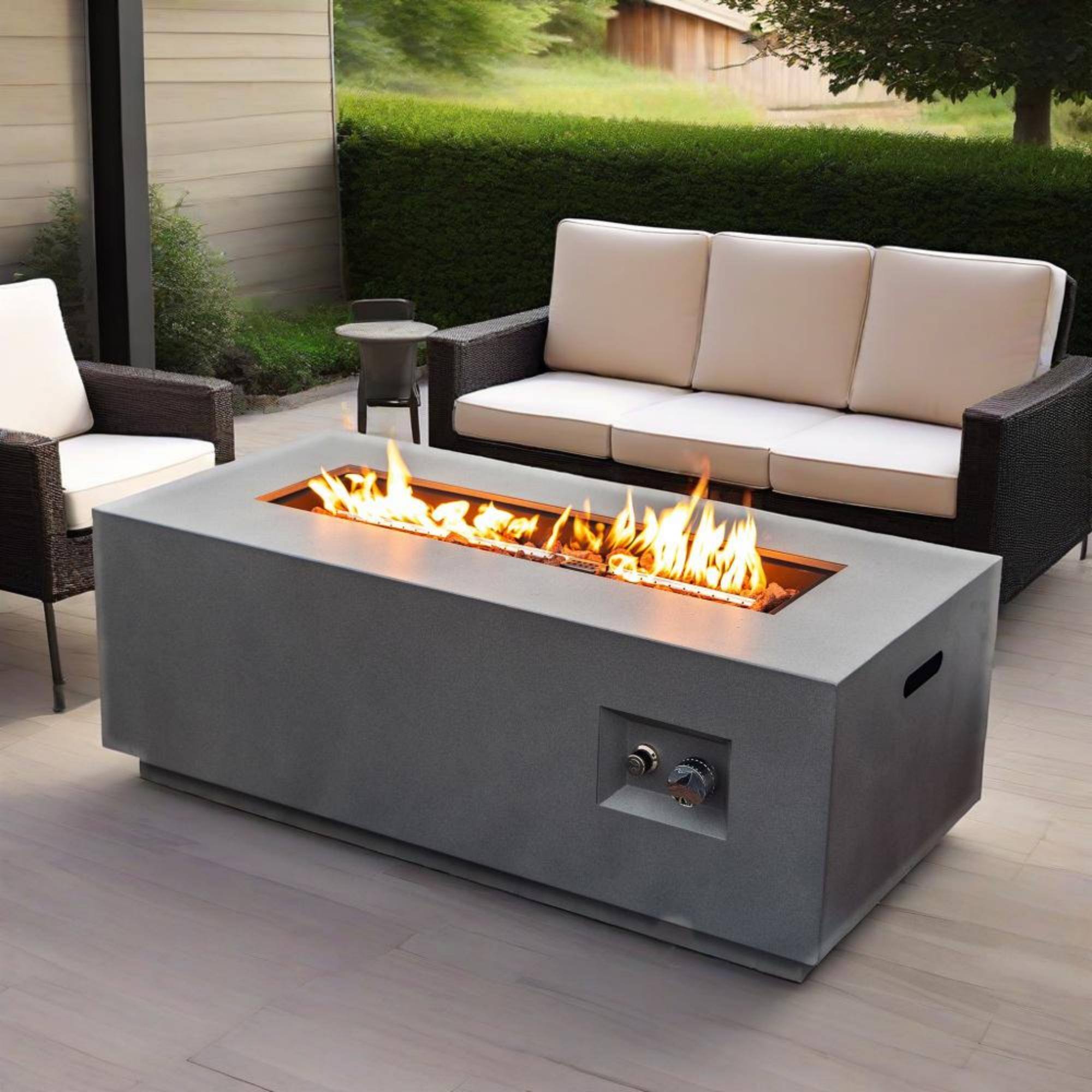 APRILSOUL 42 inch Propane Gas Fire Pit Table 2 Pieces 50000 BTU ...