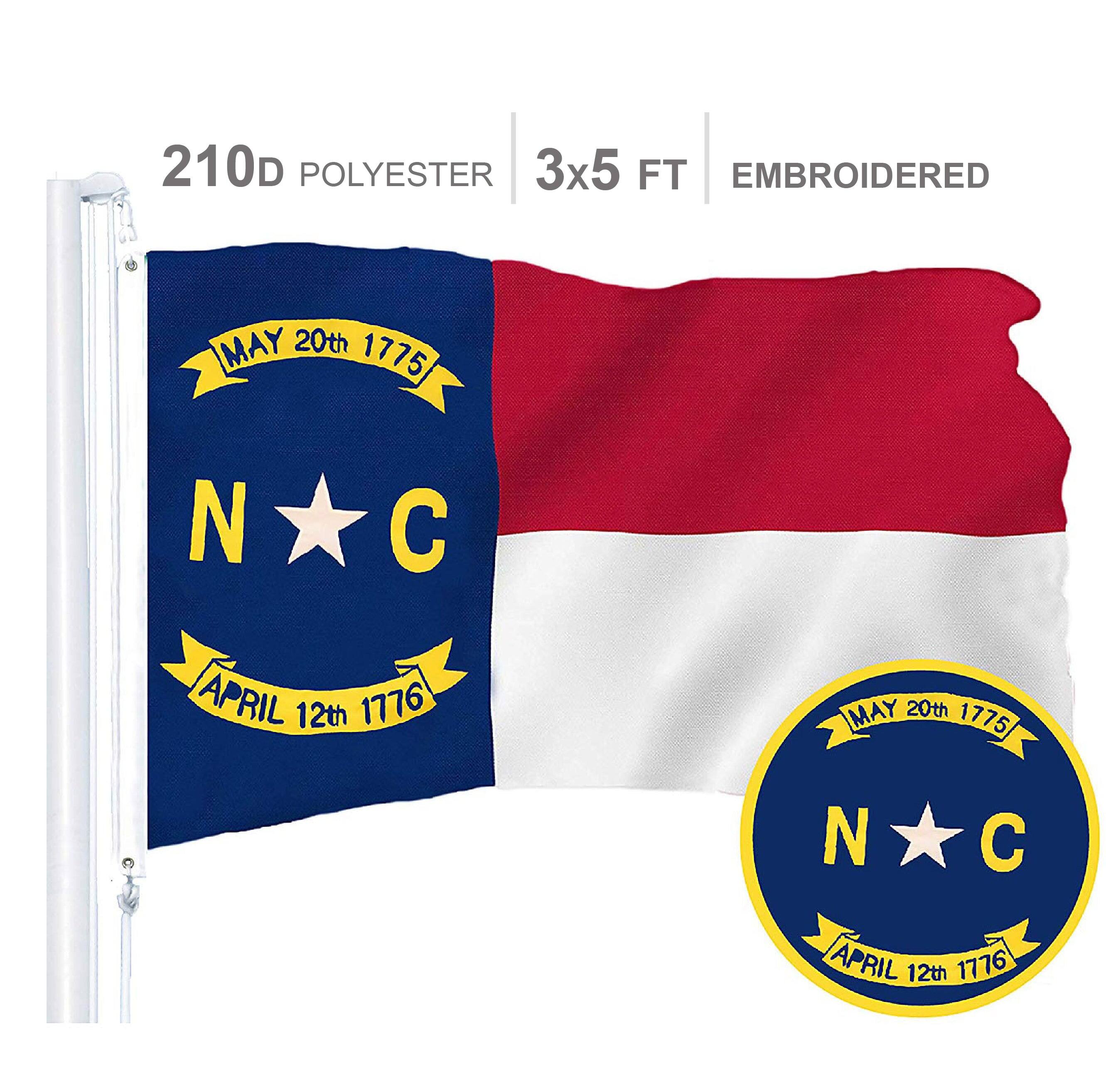 G128 North Carolina State Flag 3x5 ft Embroidered Polyester Assorted ...