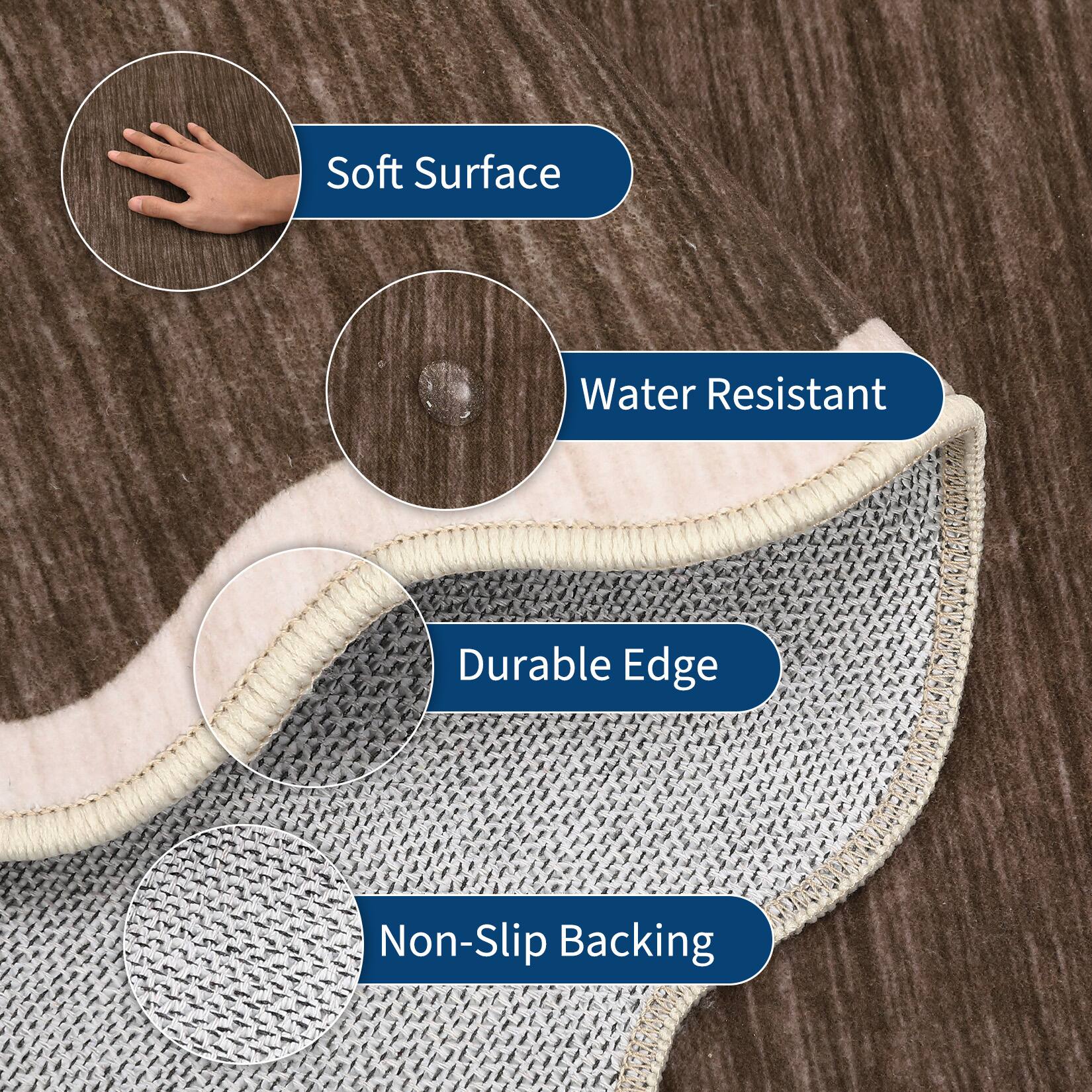 GARVEE Modern Soft Solid Tone Area Rug Scalloped Edges Machine Washable ...