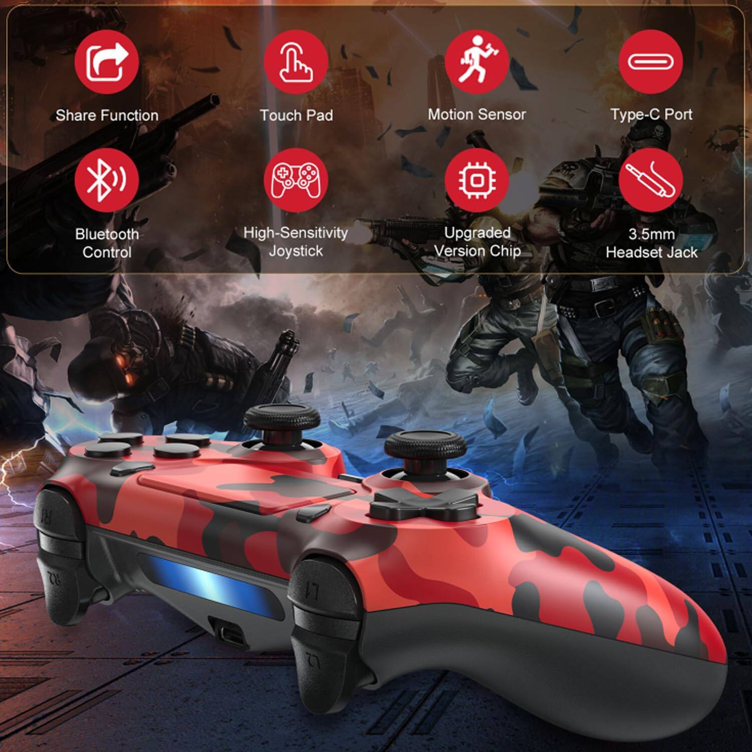 Dazzling Pops controller with ps4 slim pc audio jack dual vibration ...