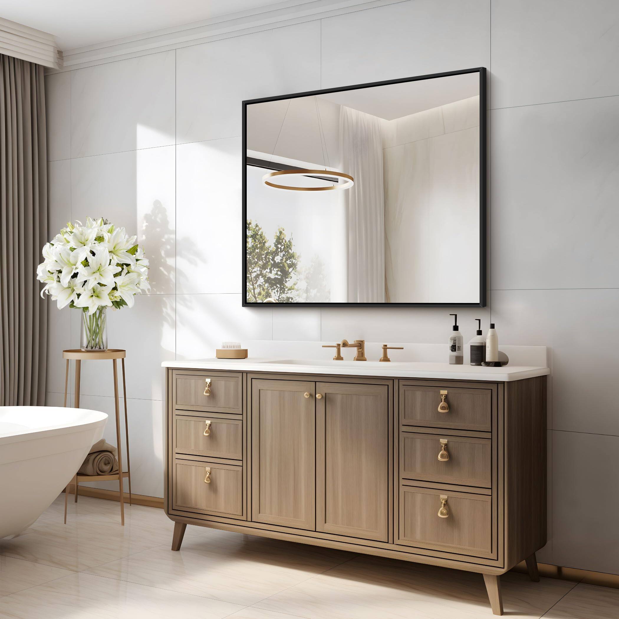 Cedar Assembly Bathroom Mirror For Wall Rectangle Mirrors With Metal ...