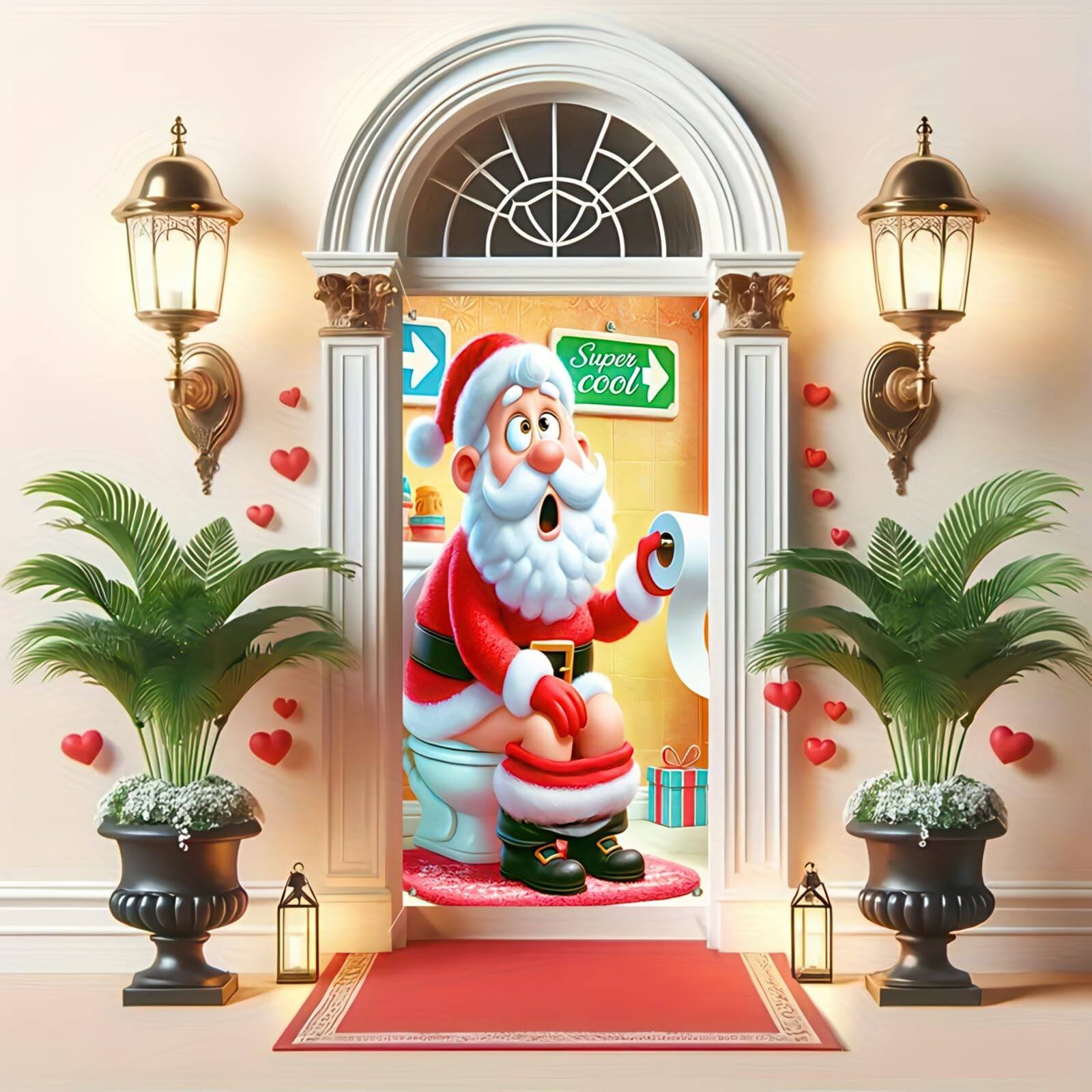 Paradigms Interiors Christmas Santa Claus Toilet Door Cover 71 X Funny ...