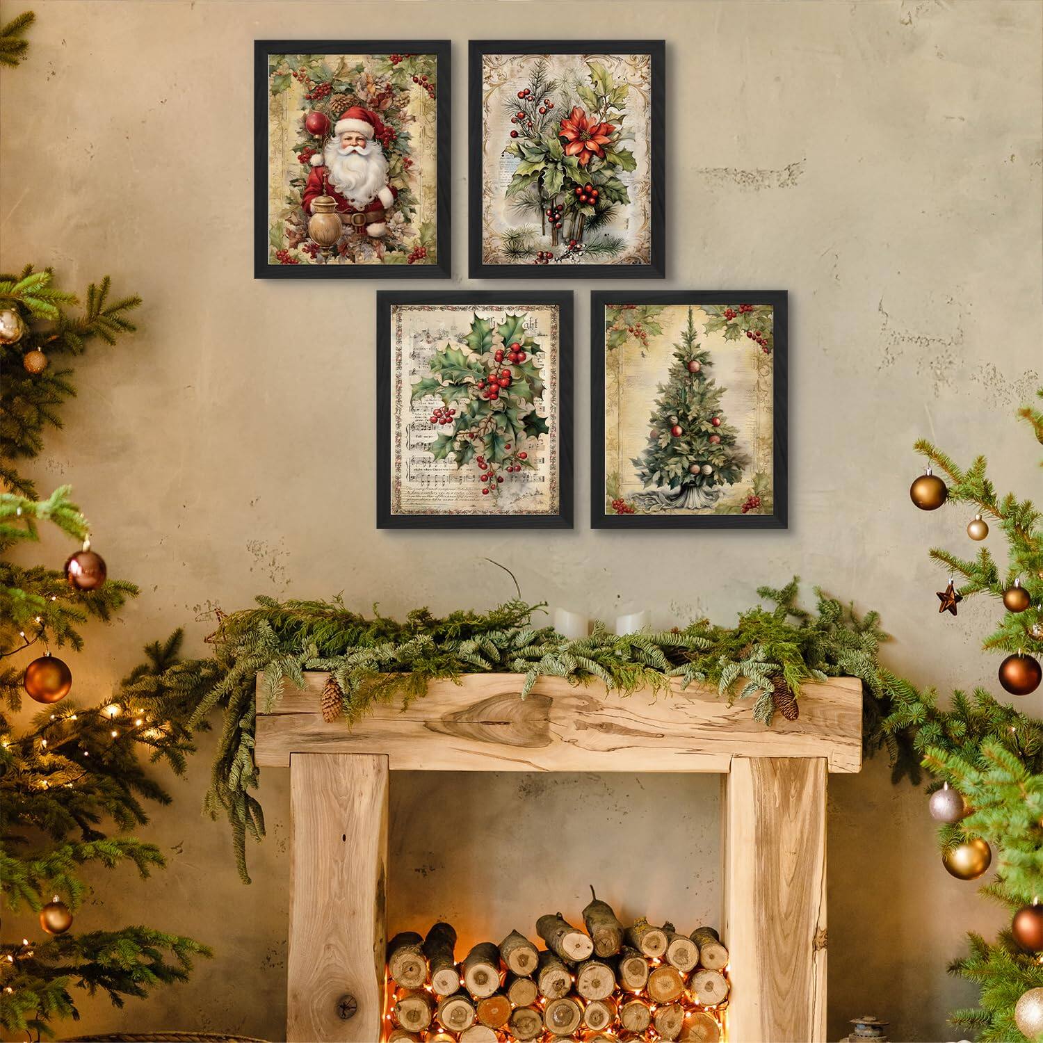 Paradigms Interiors Vintage Christmas Pictures Wall Decor Prints Retro ...