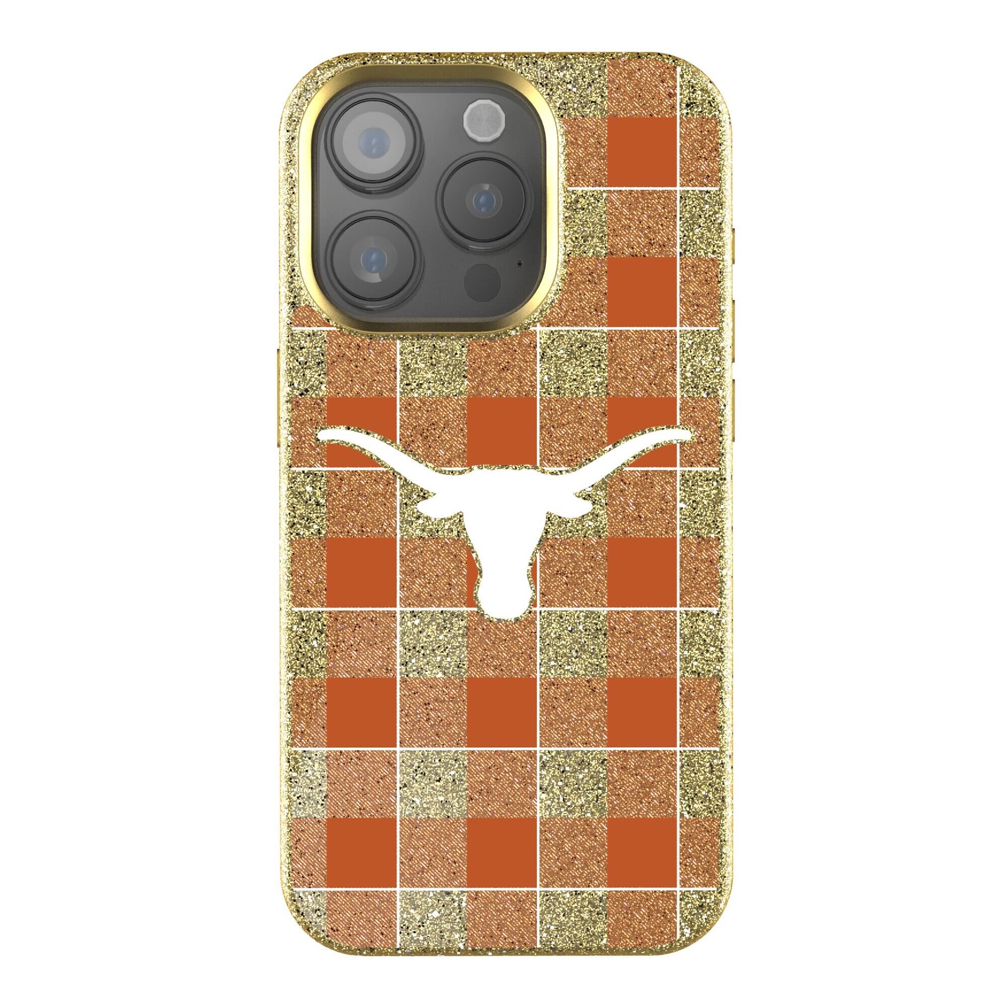 Keyscaper NCAA Texas Longhorns Plaid Bling iPhone Case 14 Plus Gold ...