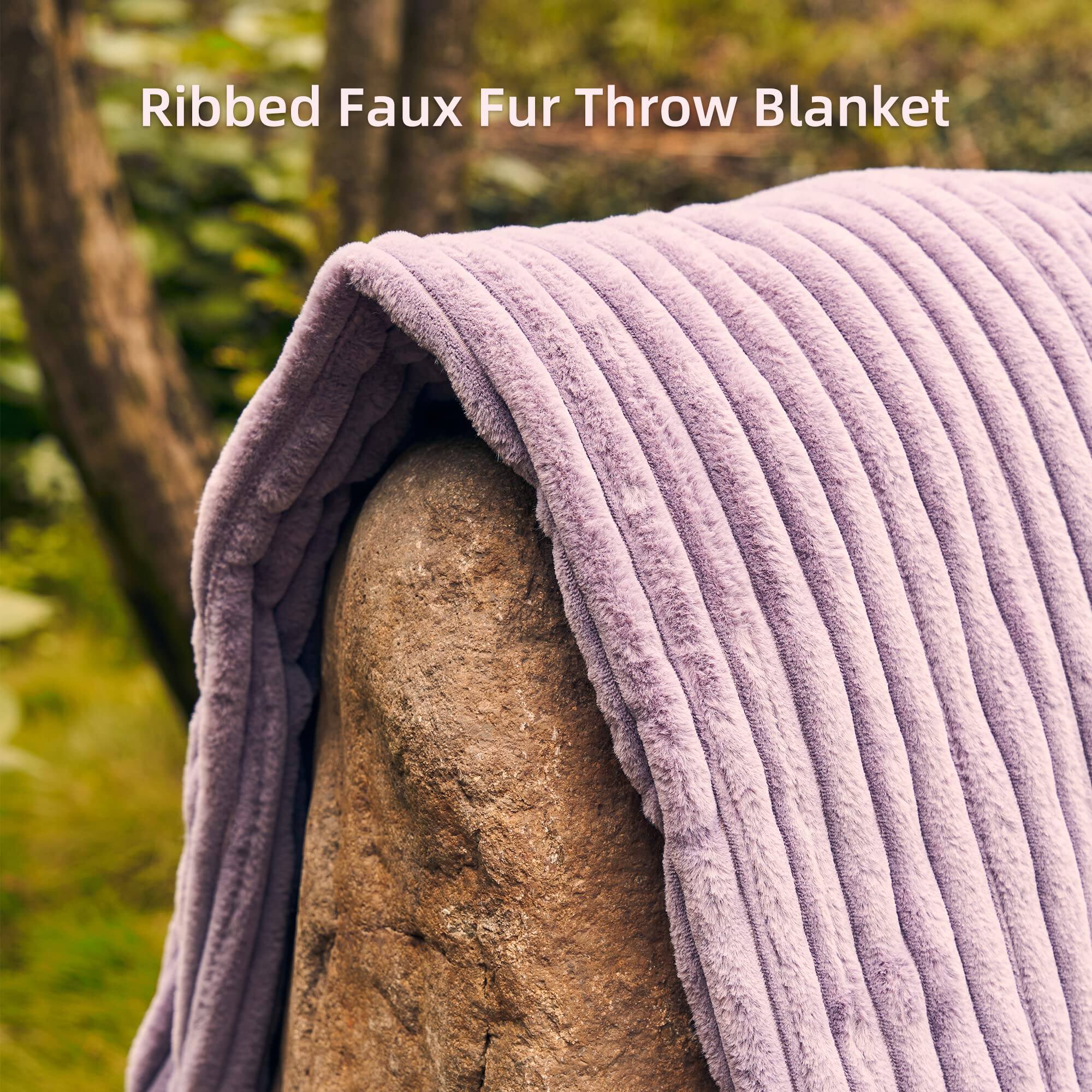 Pacoar Cade Electric Blanket Heated Throw 50''x60'' Ribbed Faux With 4 Heating Level & 3 Hour ...