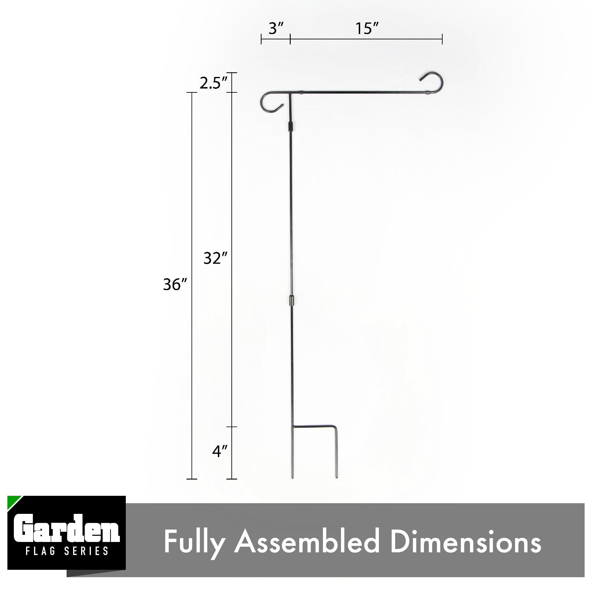G128 Garden Flag Stand Flagpole 36 x 15 in Wrought Iron Assorted Colors ...