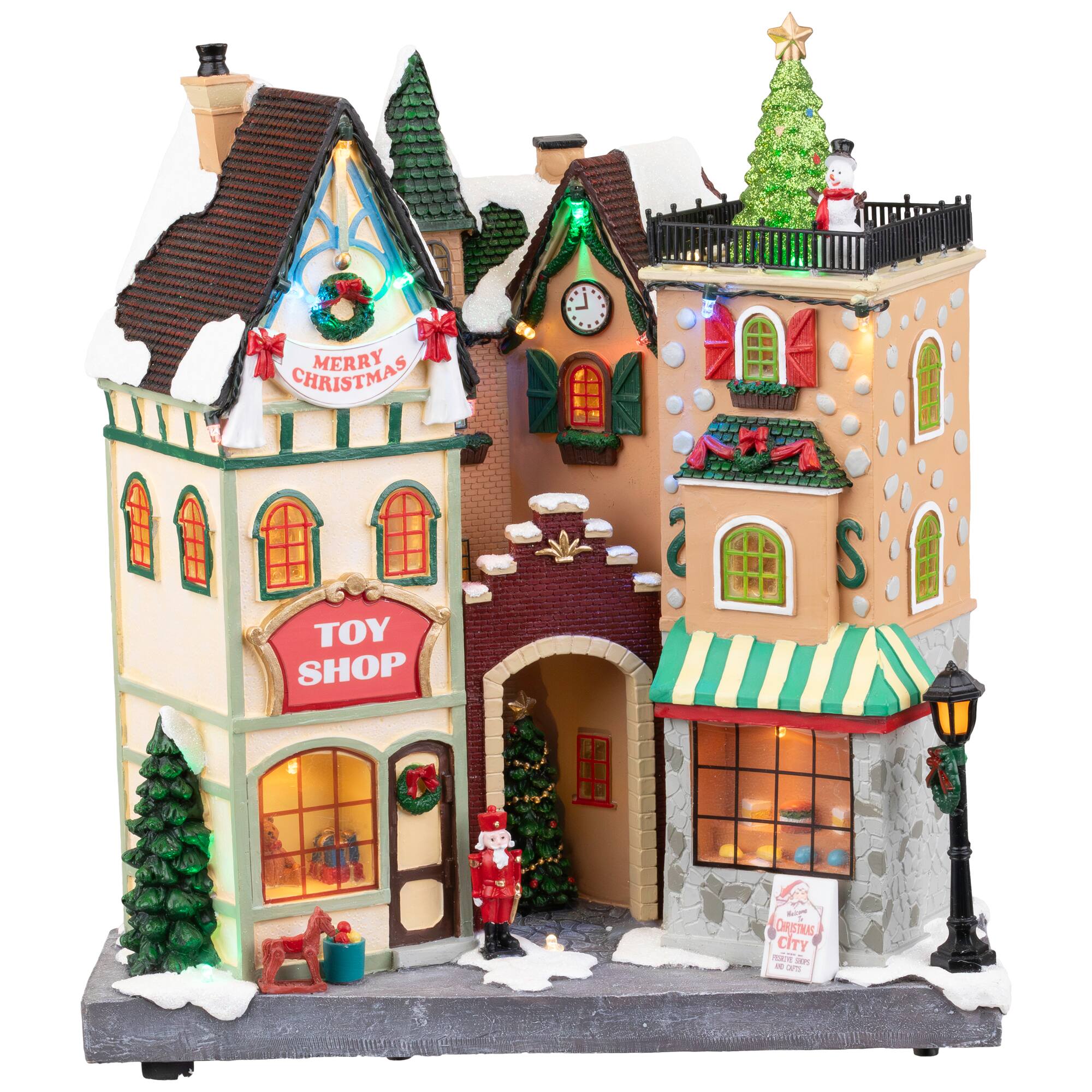 Northlight LED Lighted and Musical Christmas City Toy Shop Village ...