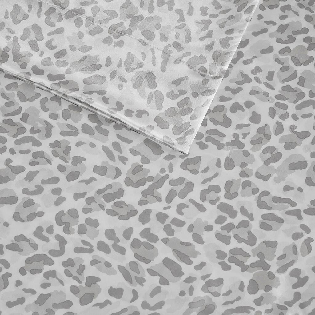 Gracie Mills Emeline Animal Printed Wrinkle Free Satin Sheet Set Gray ...