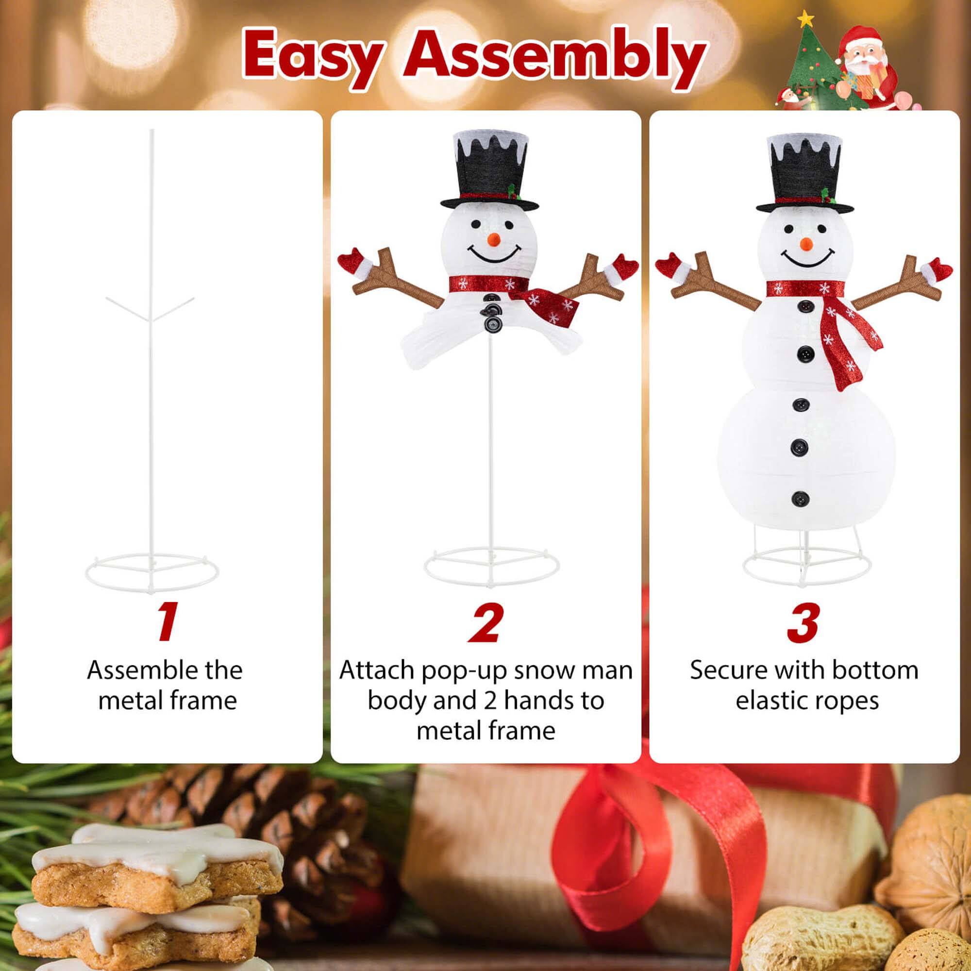 Costway 6ft Lighted Pop Up Christmas Snowman with Hat and Scarf 180 Pre ...