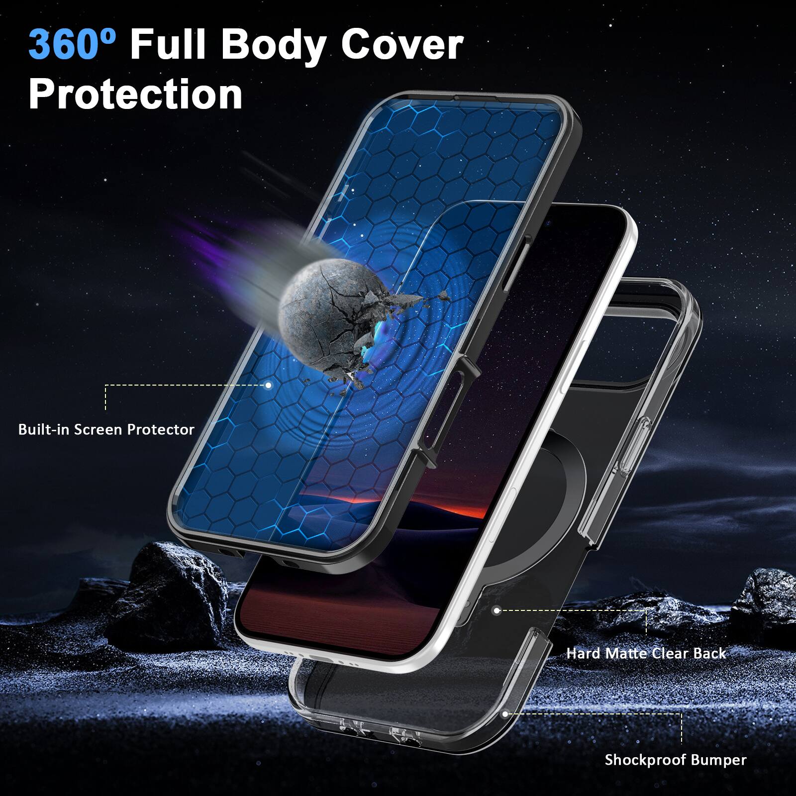 Dteck for Apple iPhone Air Mag Safe Case, Ring Stand Built in Screen ...