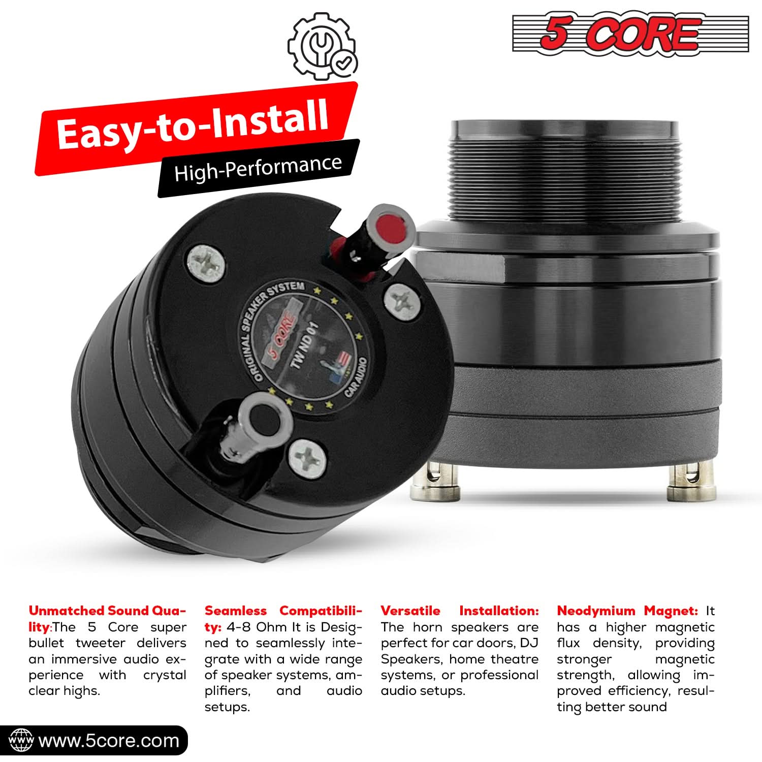 5 CORE 5Core Super Tweeter 1" Car Audio Speaker 60W Max Power 4Ohm ...