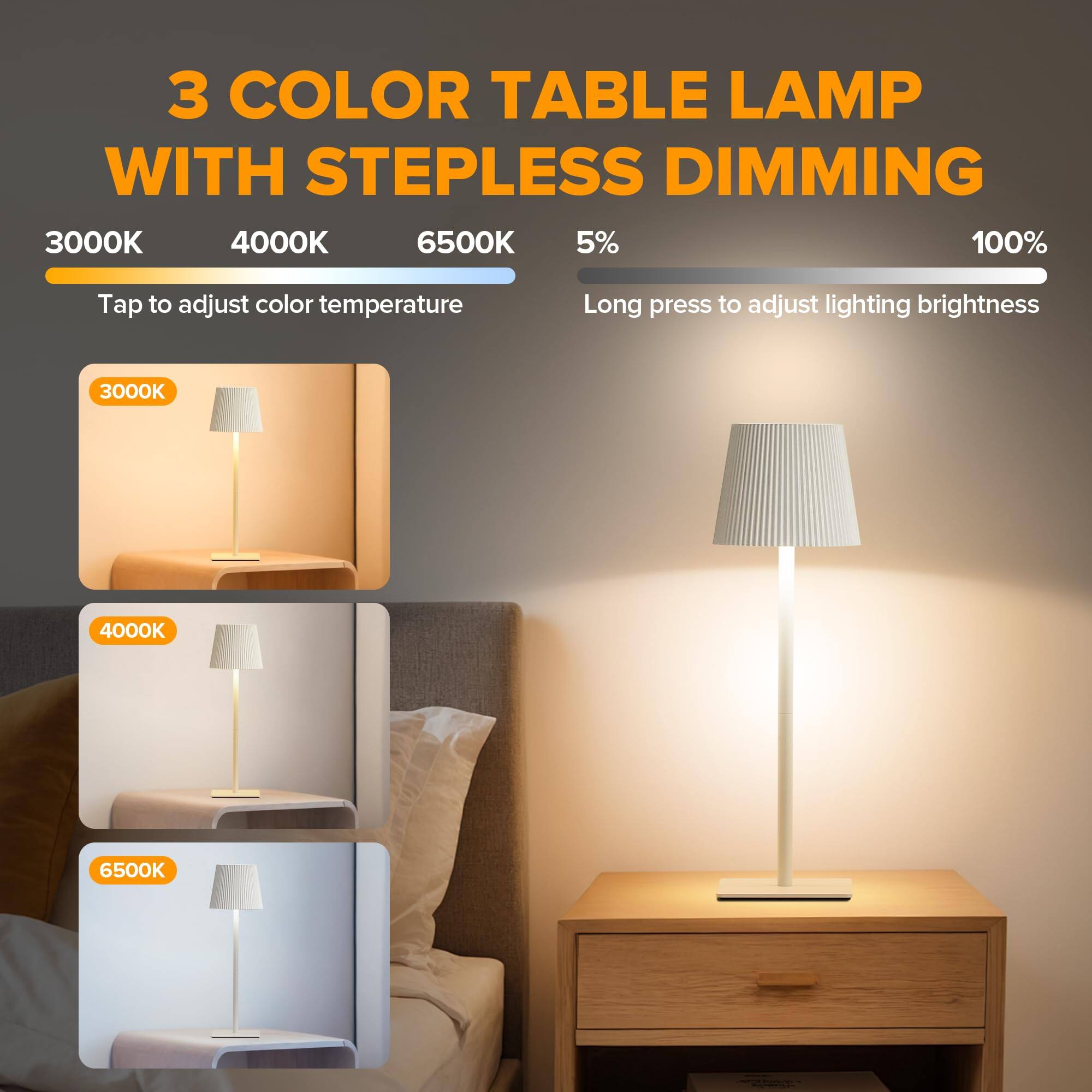 Dazzling Pops LUTEC Cordless Table Lamp 6000mAh Rechargeable Battery ...